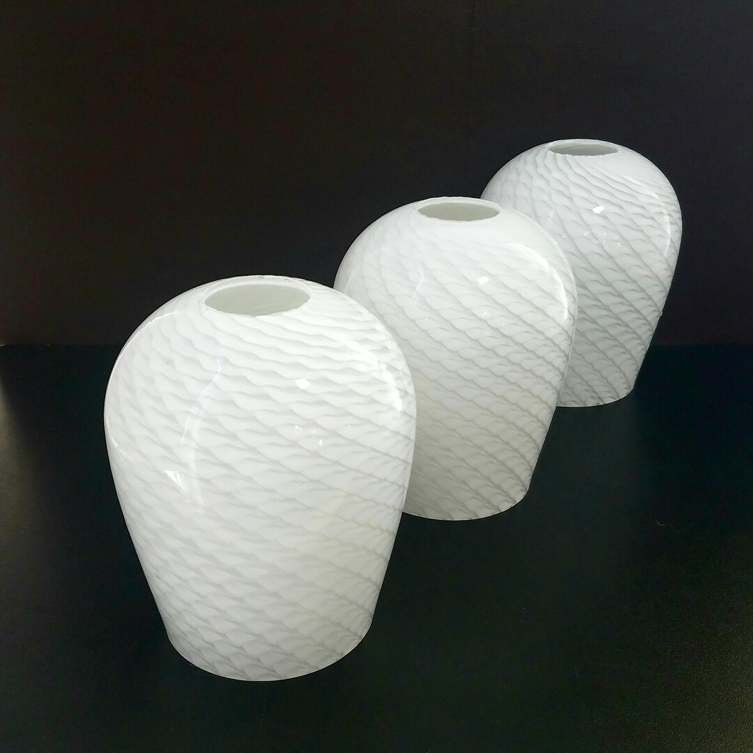 Swirled White Cased Glass Pendant Shade, 1 5/8 Inch Neckless Fitter ...