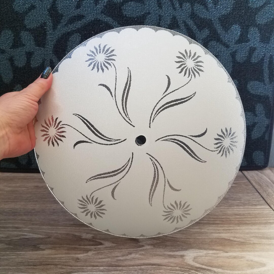 Round Dimpled Glass Ceiling Light Cover With Flower Pattern, 12 Inch ...