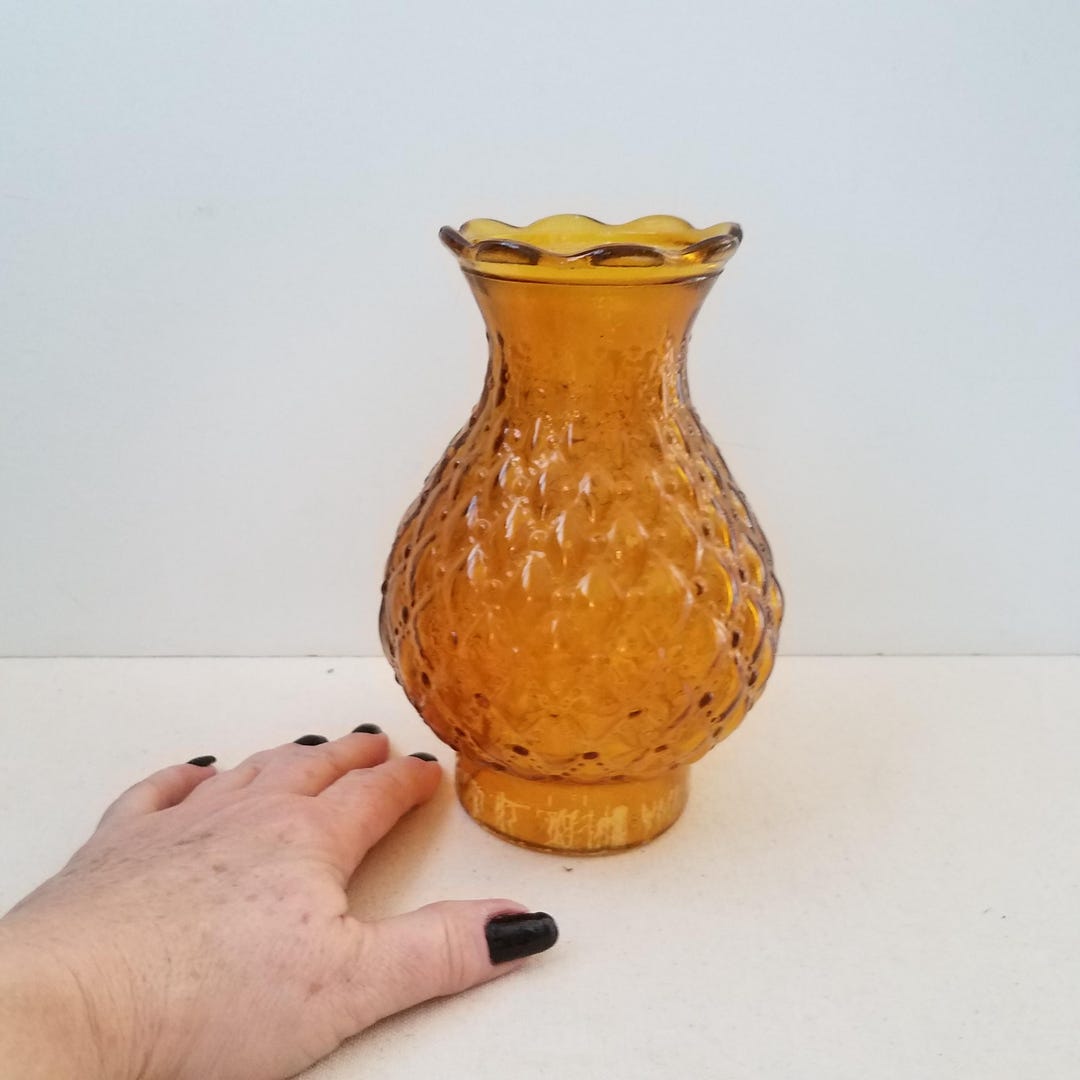 Amber Quilted Glass Hurricane Chimney, 3 Inch Fitter, Short Hurricane ...