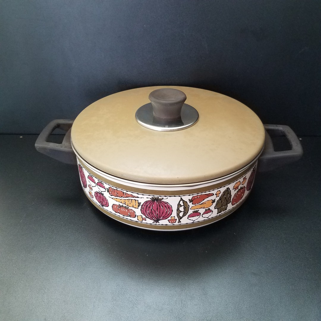 Retro 60s Shallow 2 Handled Enamelware Saucepan, Sears 70’s Vegetable ...