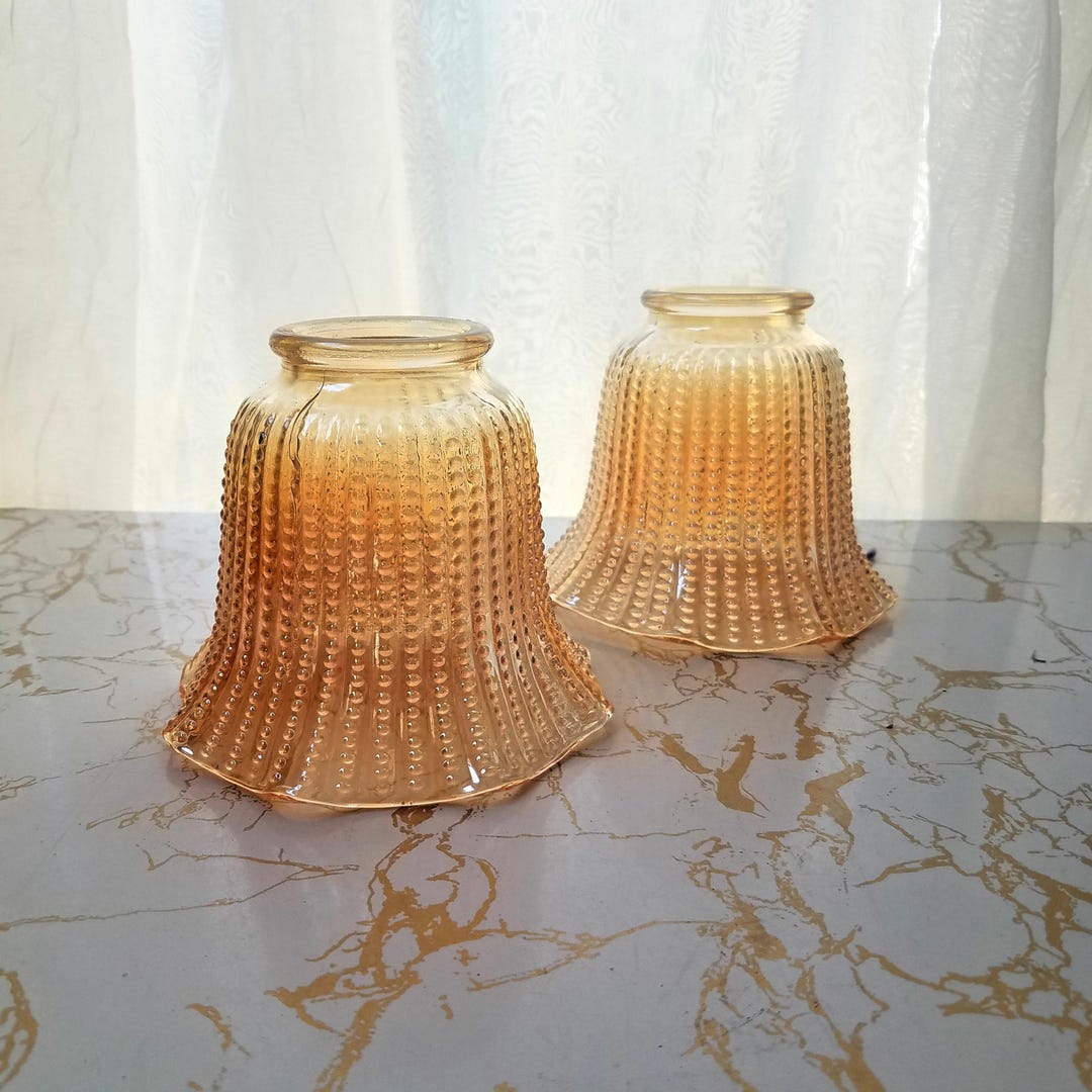 Iridescent Rose Gold Bell Shaped Dot Ribbed Pendant Shade, 2 Inch ...