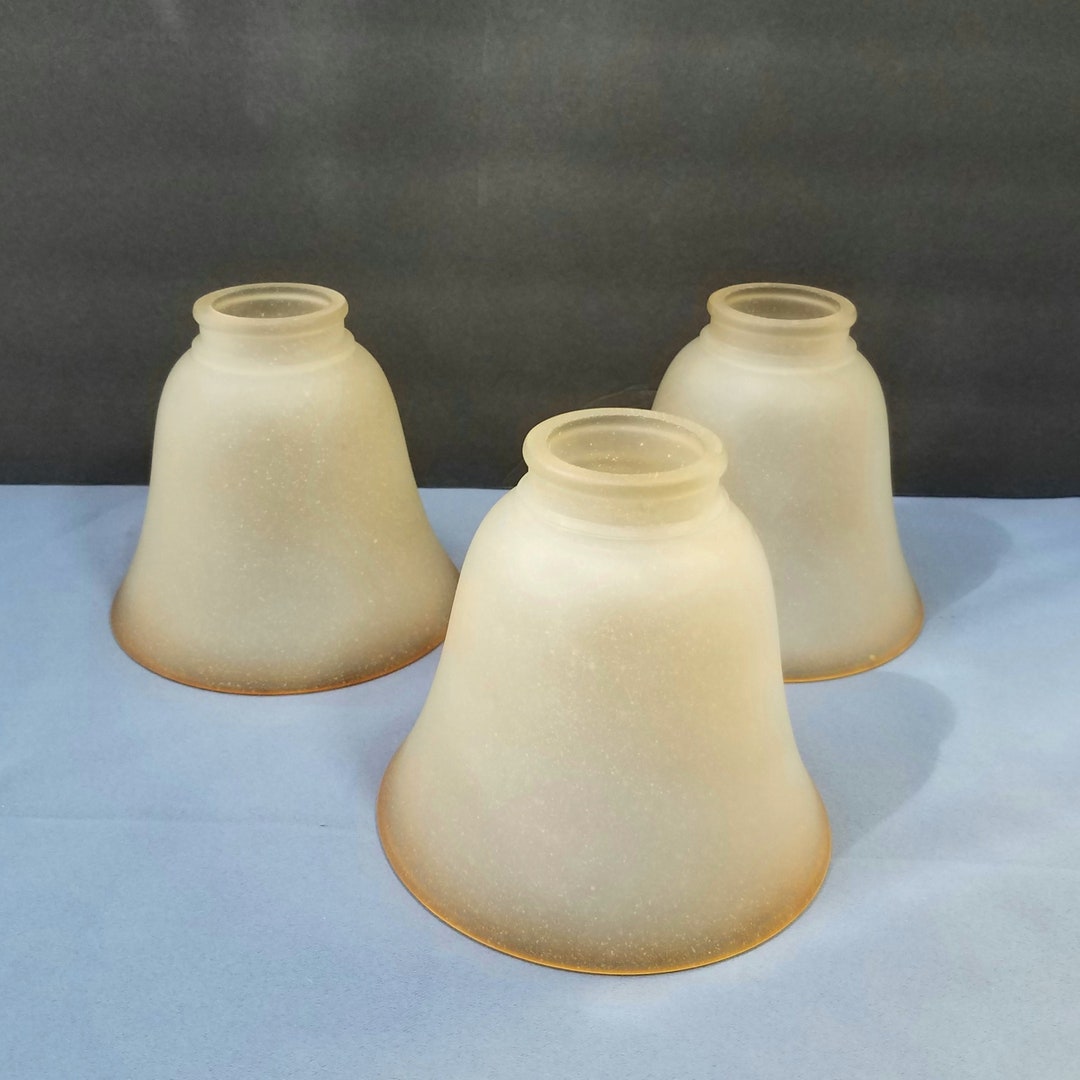 Frosted Amber Glass Bell Shaped Pendant Shade, 2 1/8 Inch Fitter, Heavy ...
