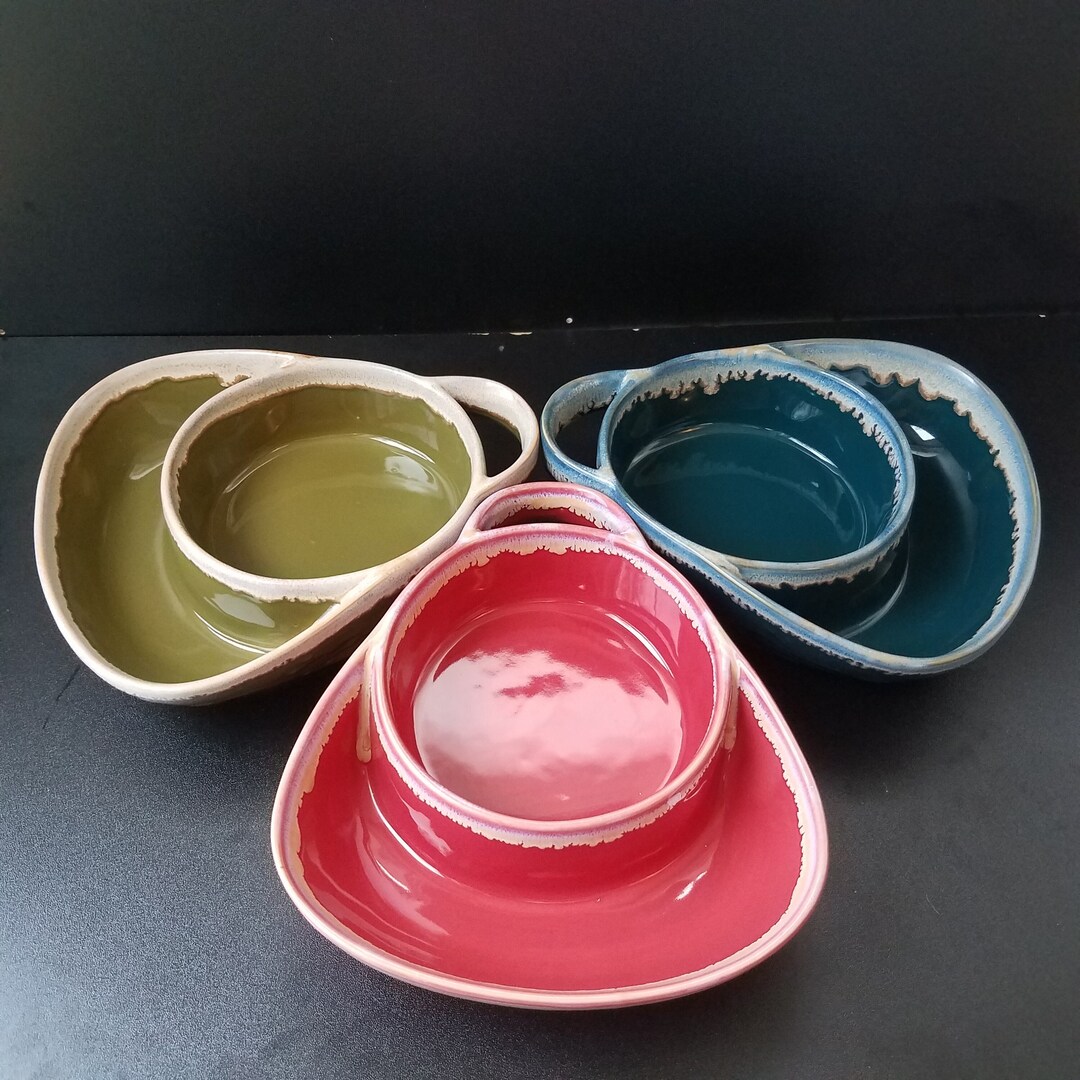 Colorful Ceramic Drip Soup and Cracker Bowls, Also in White, Soup Mug ...