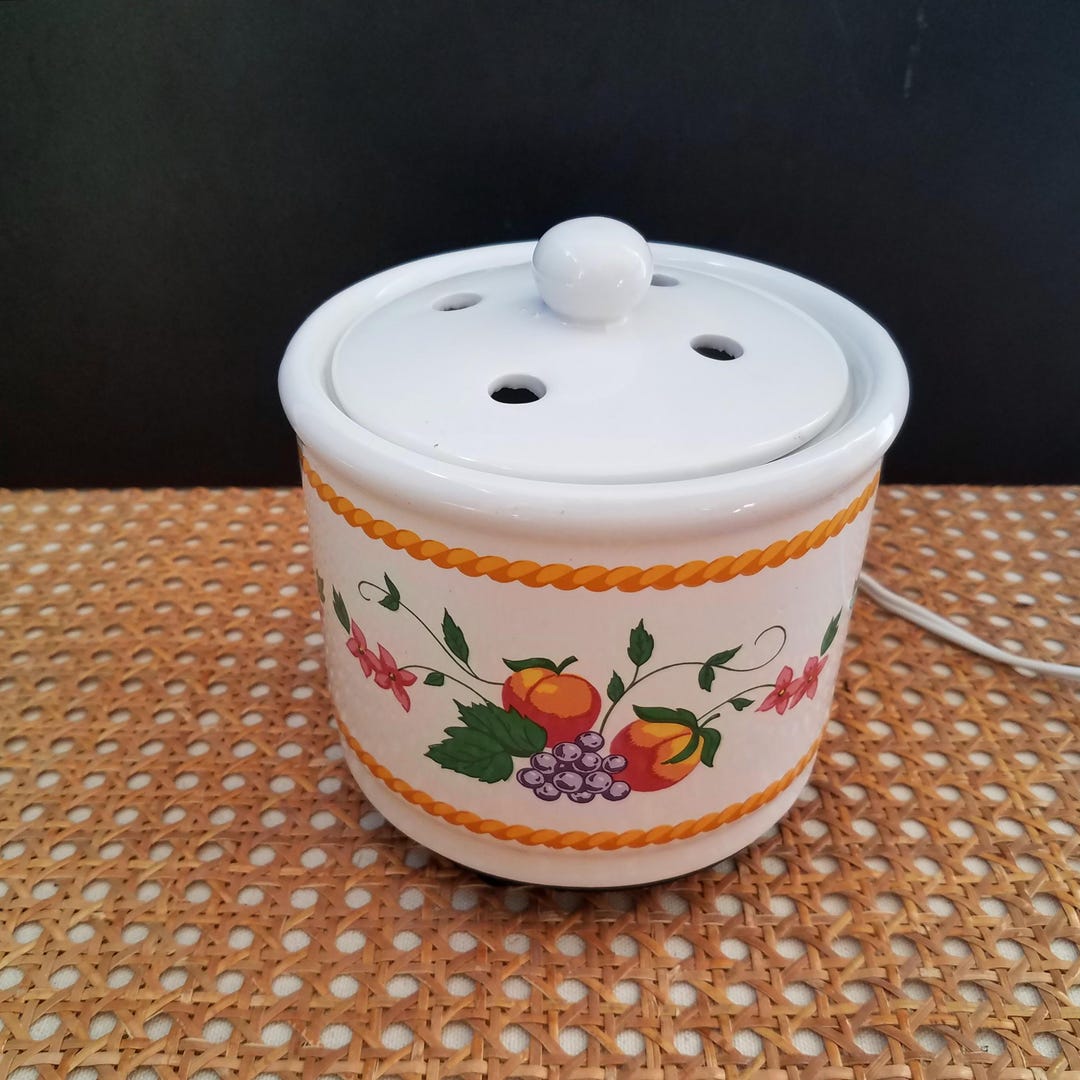 Vintage Electric Potpourri Pot With Fruit and Flowers, Potpourri Crock ...