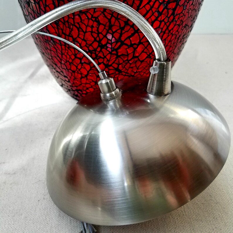 Ruby Red Crackle Glass Large Pendant Light, Long Cord, - Etsy