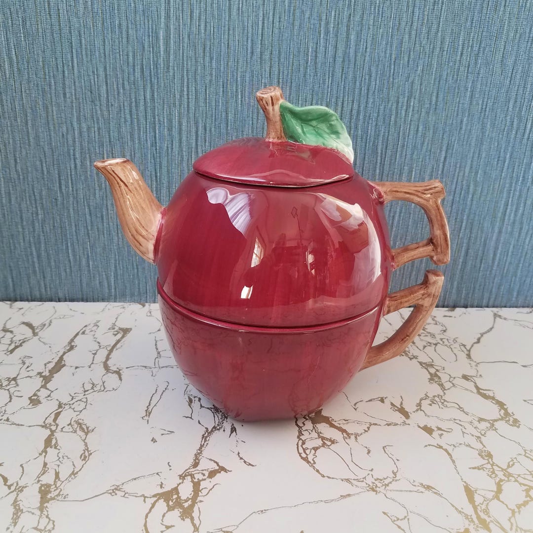 Big Red Apple Tea for One Set, Personal Teapot Set, Apple for Teacher ...