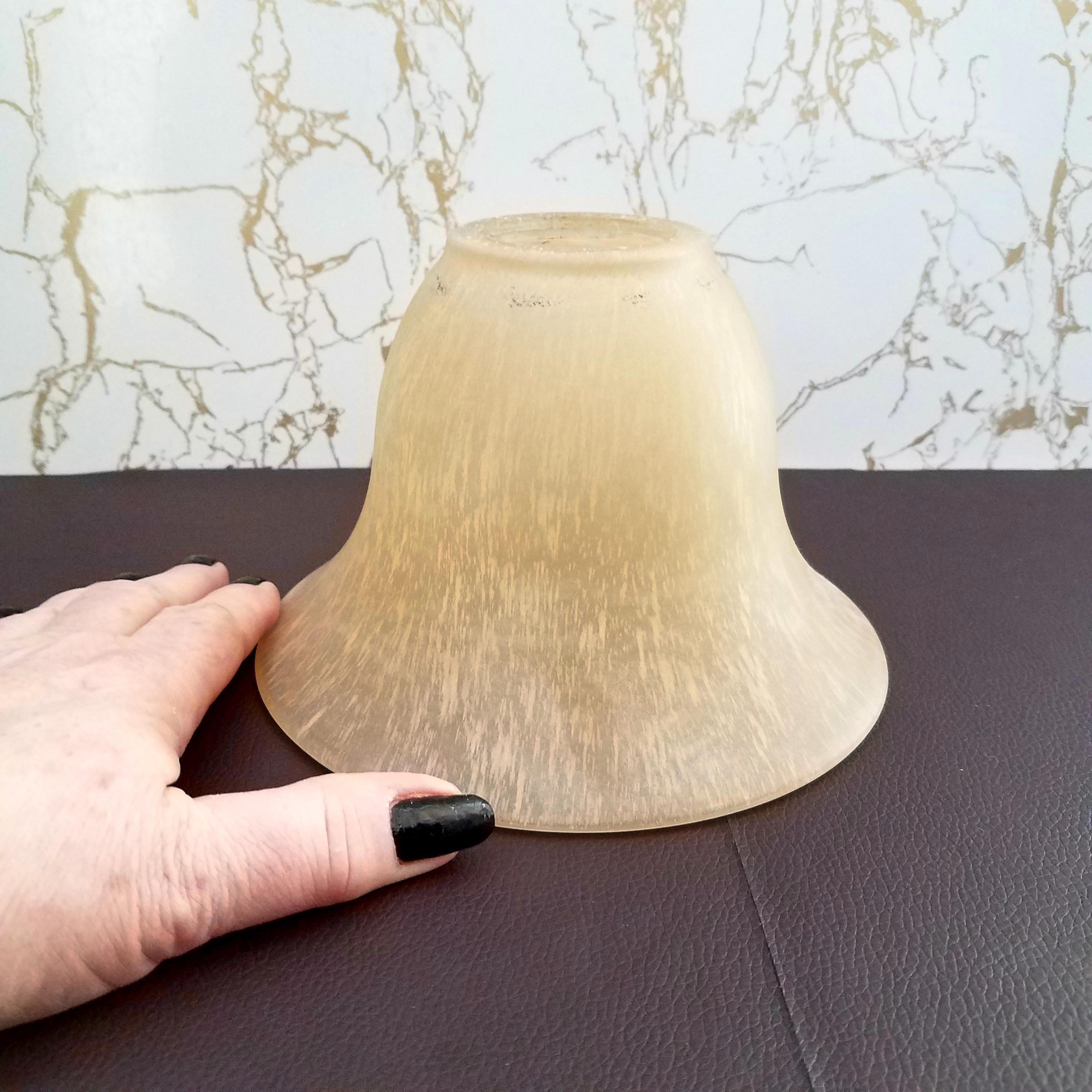 Matte Pale Amber Linen Look Glass Pendant Shades, 1 5/8 Inch Neckless ...