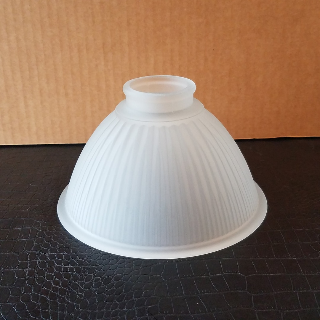 Vintage Frosted Ribbed Glass Dome Pendant Shade, 2 1/8 Inch Fitter ...