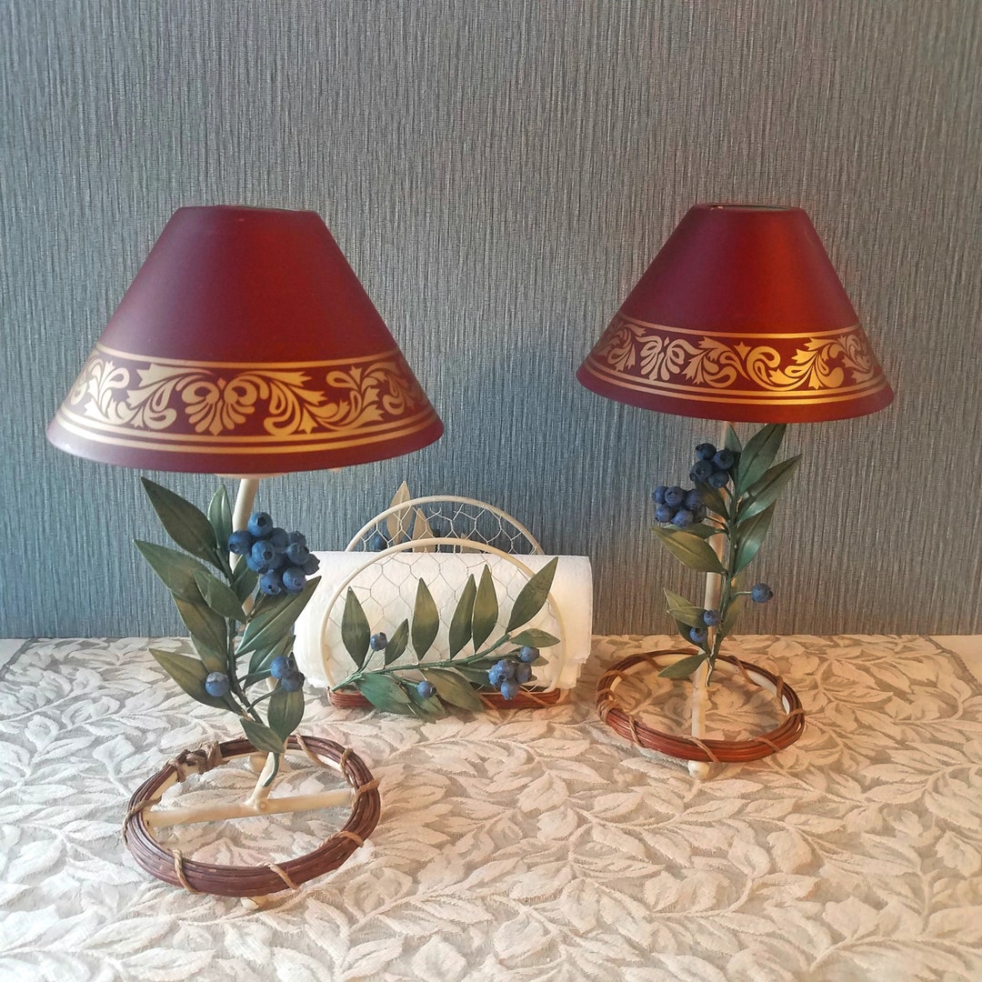 Blueberry Bush Tealight Lamps and Napkin Holder, Set of 3, Berry ...