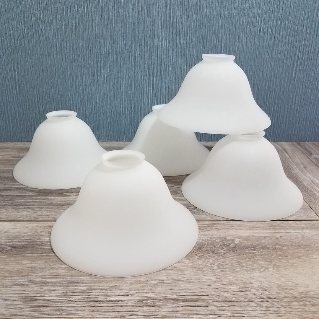 Alabaster White Glass Wide Bell Shaped Pendant Shades, 2 1/8 Inch ...