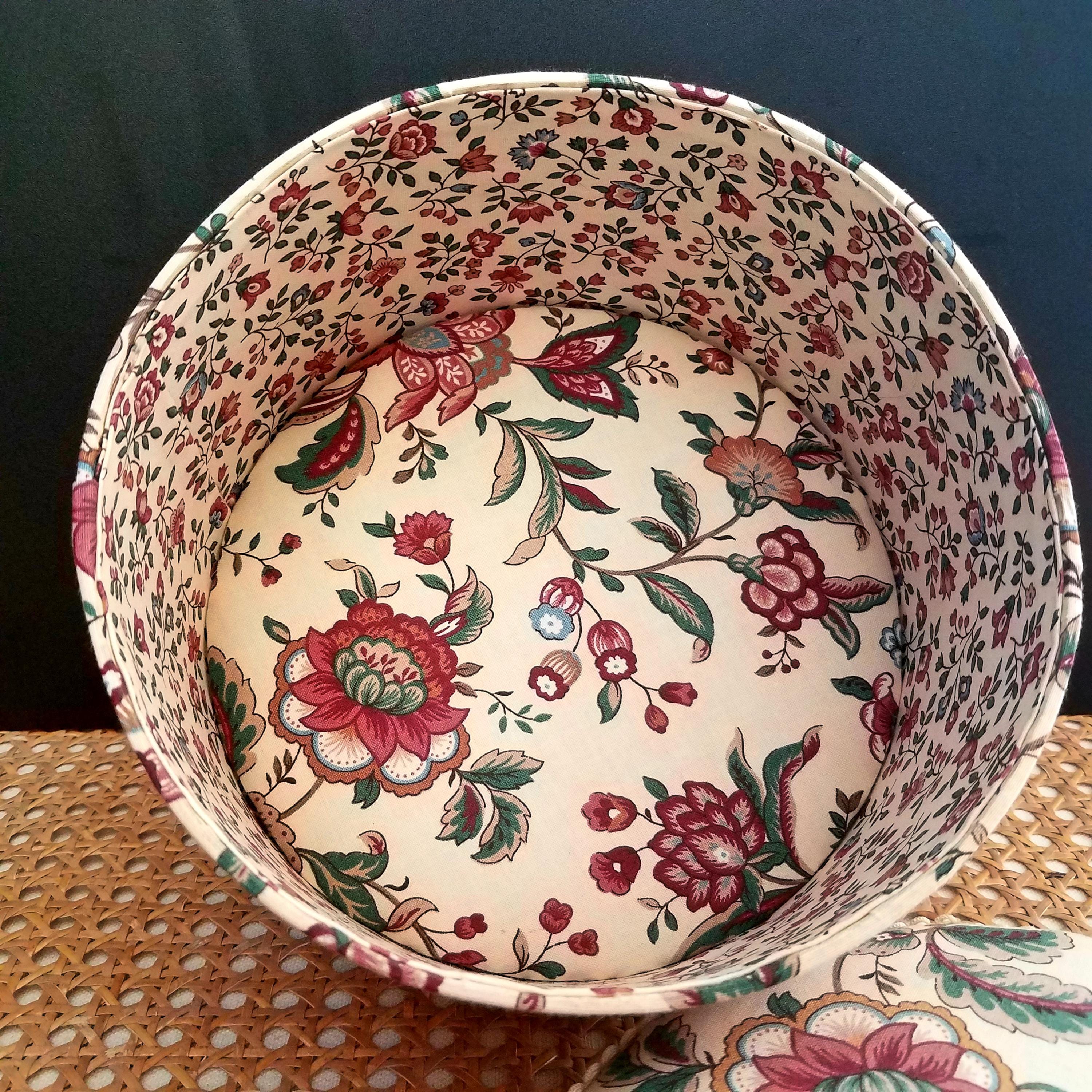 Handmade Tufted Fabric Band Box, 8 Inch Round Sewing Notion Box ...