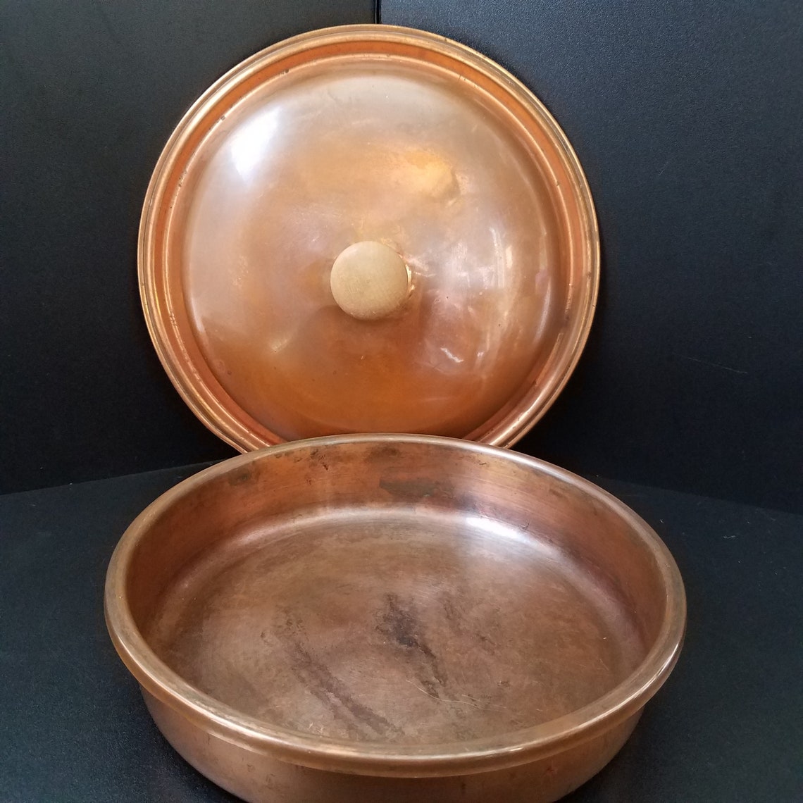 Vintage Copper and Brass Chaffing Pan Double Boiler Warming - Etsy