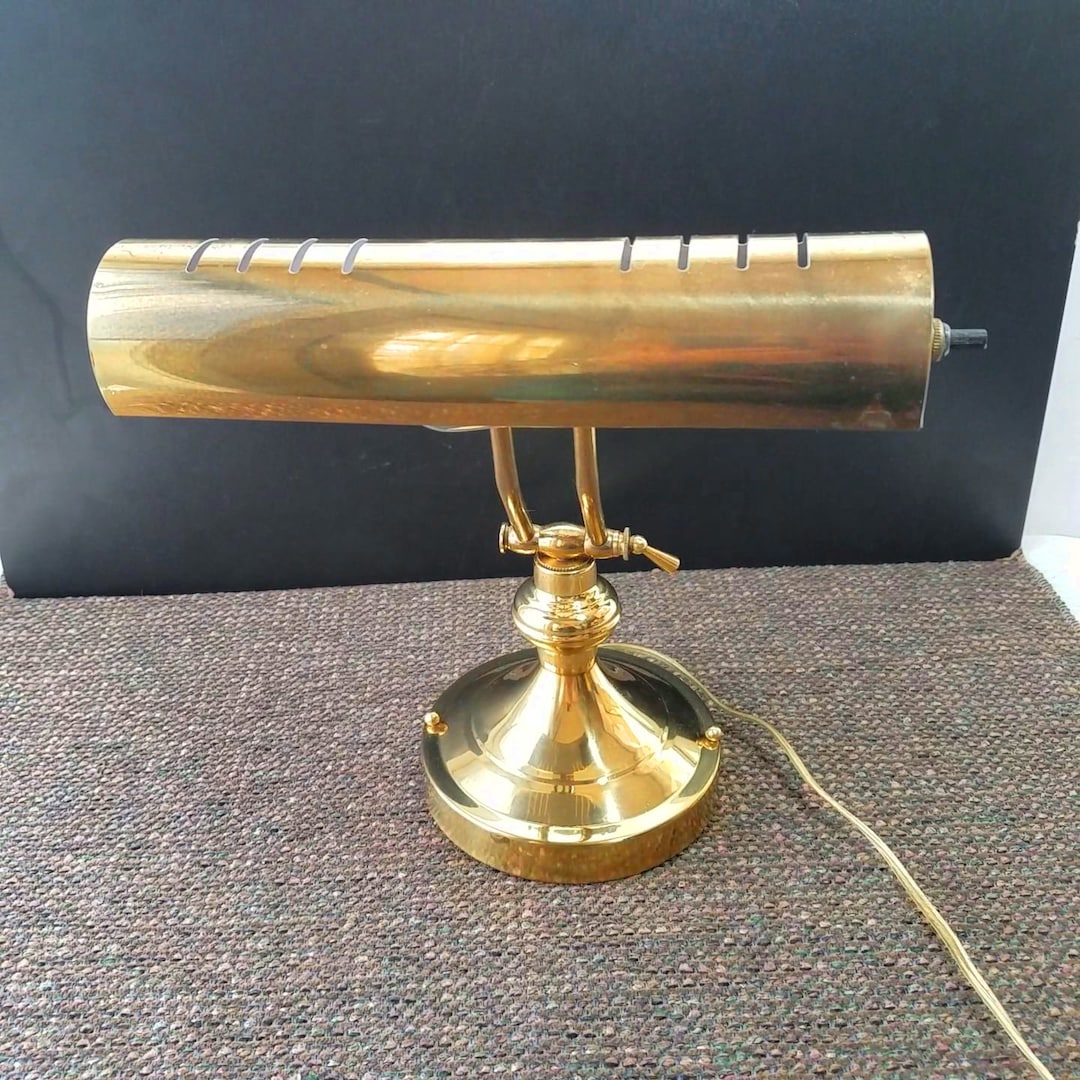 Vintage Gold Tone Piano Lamp, 1 Arm Swivel Desk Lamp, Leaning Piano ...