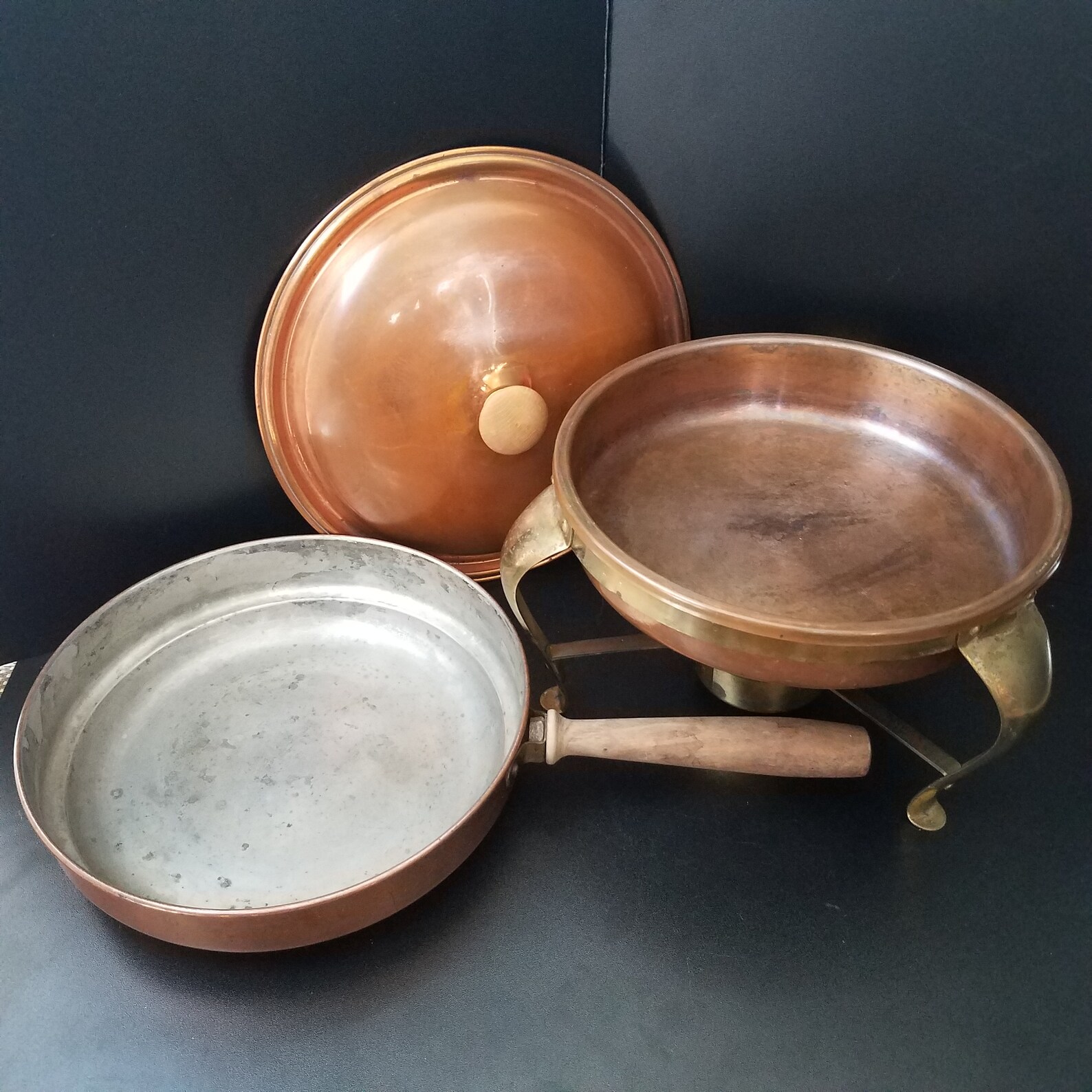 Vintage Copper and Brass Chaffing Pan Double Boiler Warming - Etsy