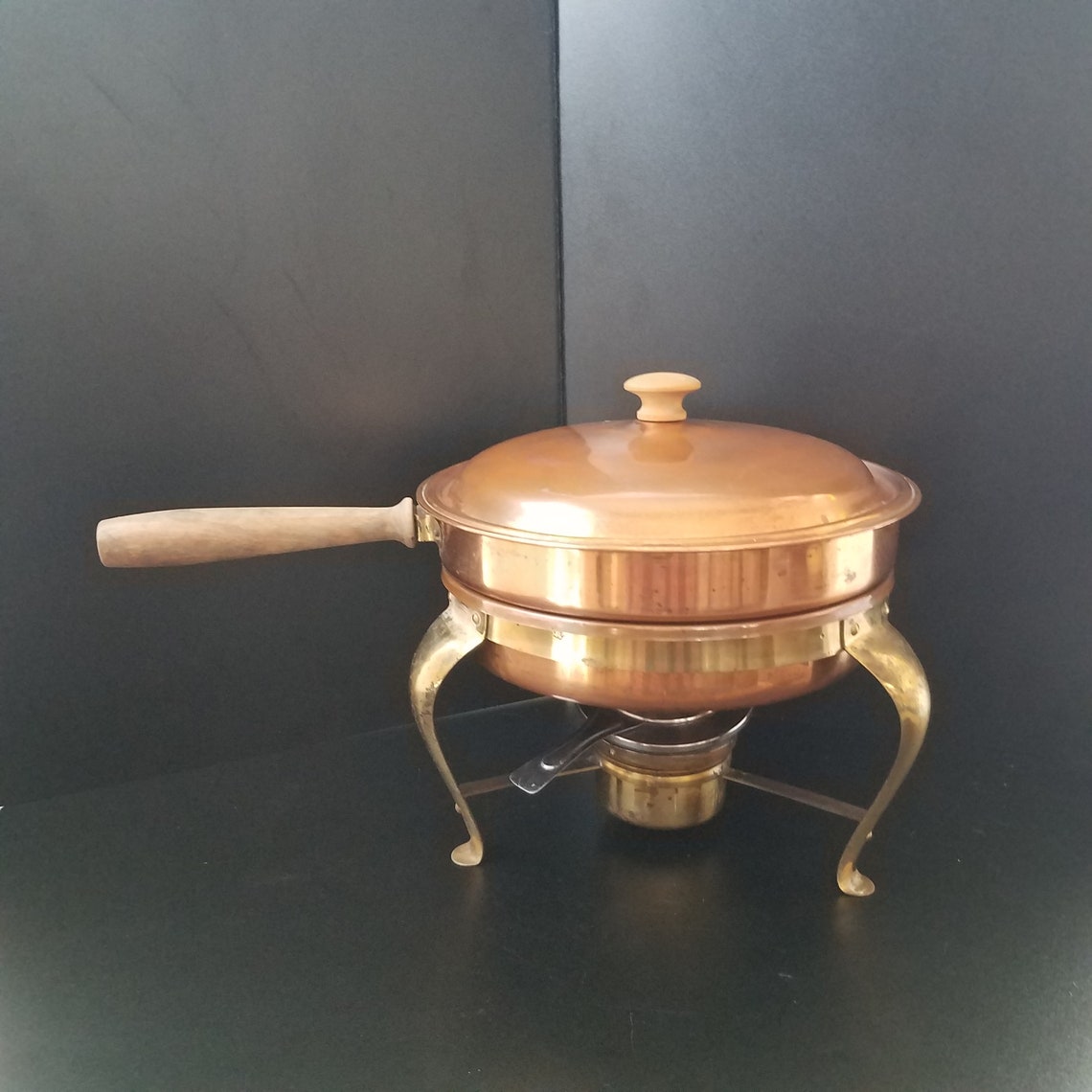 Vintage Copper and Brass Chaffing Pan Double Boiler Warming - Etsy