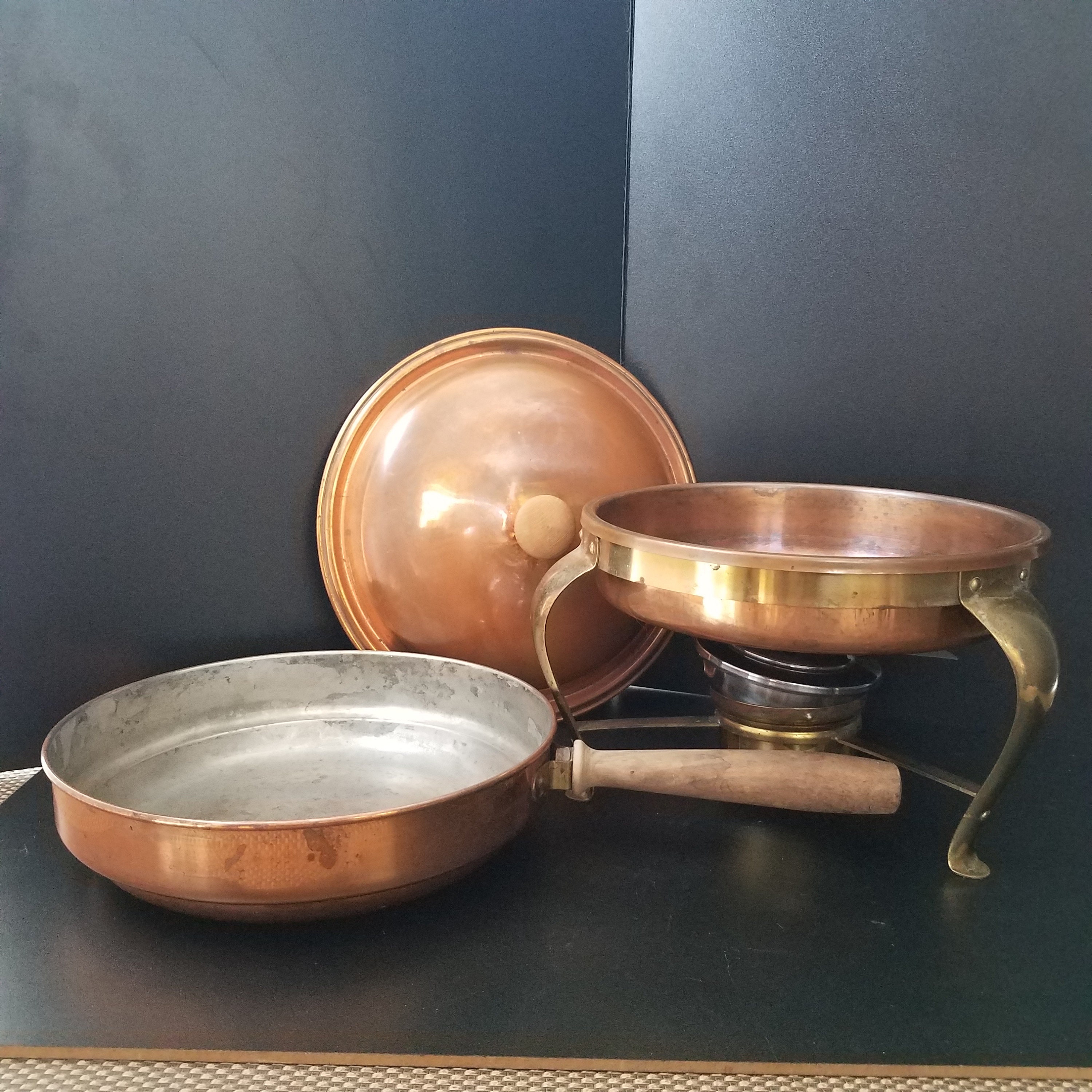 Vintage Copper and Brass Chaffing Pan Double Boiler Warming - Etsy