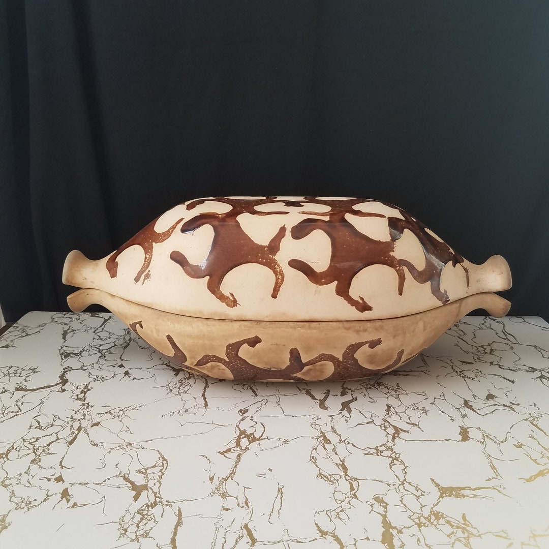 Vintage Seasoned Clay Chicken Cooker, Chicken Brick, Earthenware ...