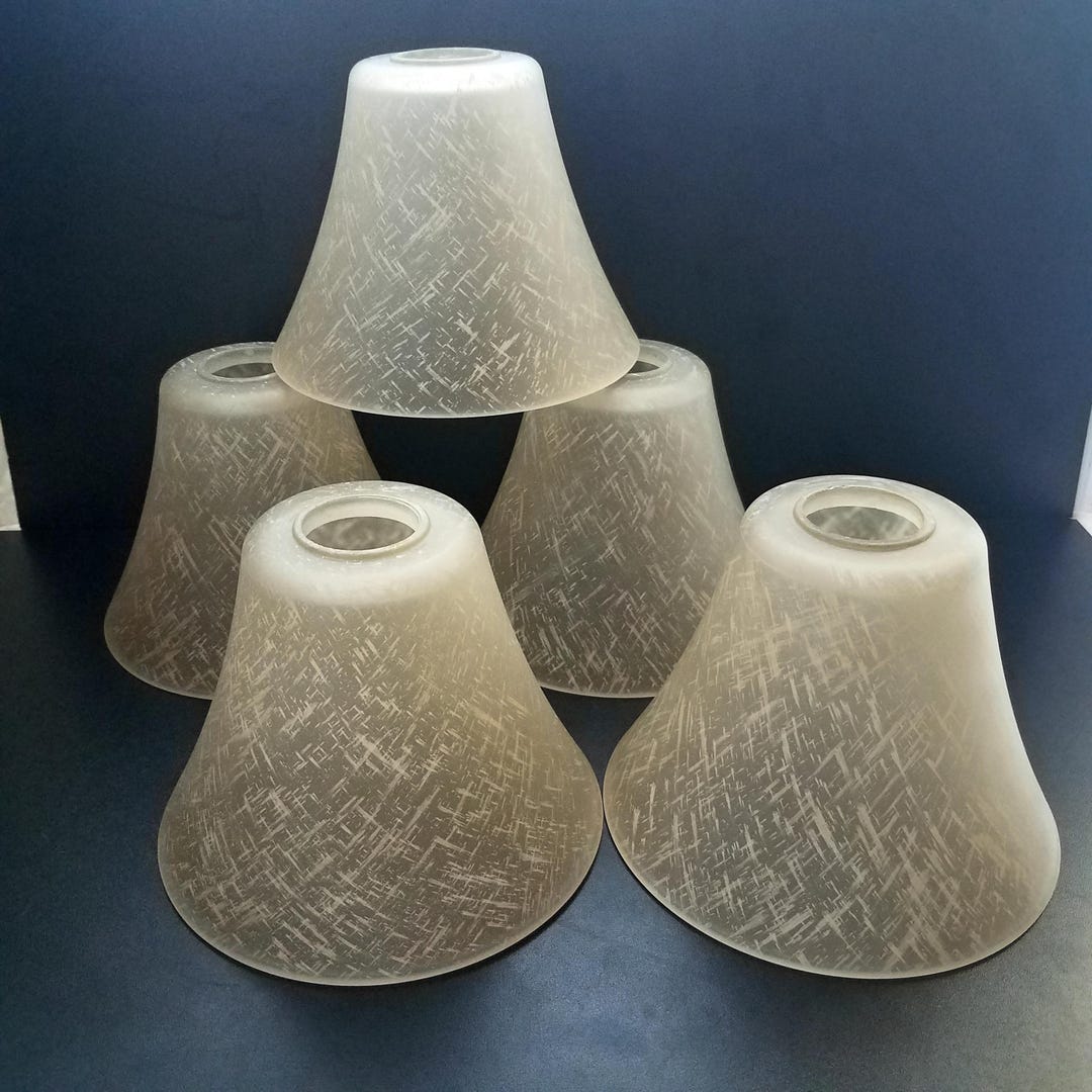 Large Pale Frosted Amber Linen Look Glass Pendant Shades, 1 5/8 Inch ...