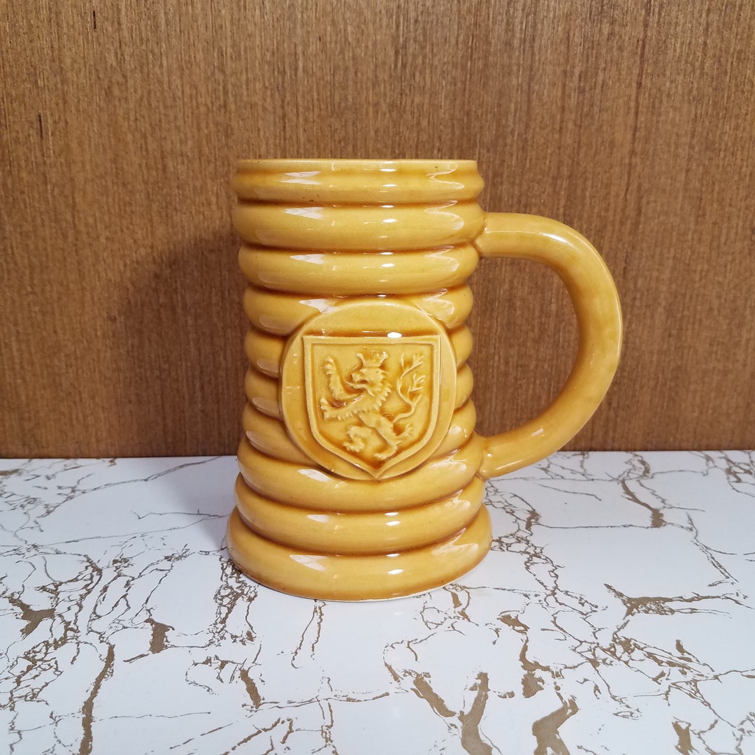 Vintage Enesco Ceramic Beehive Beer Stein, Lion Coat of Arms Beer Mug ...