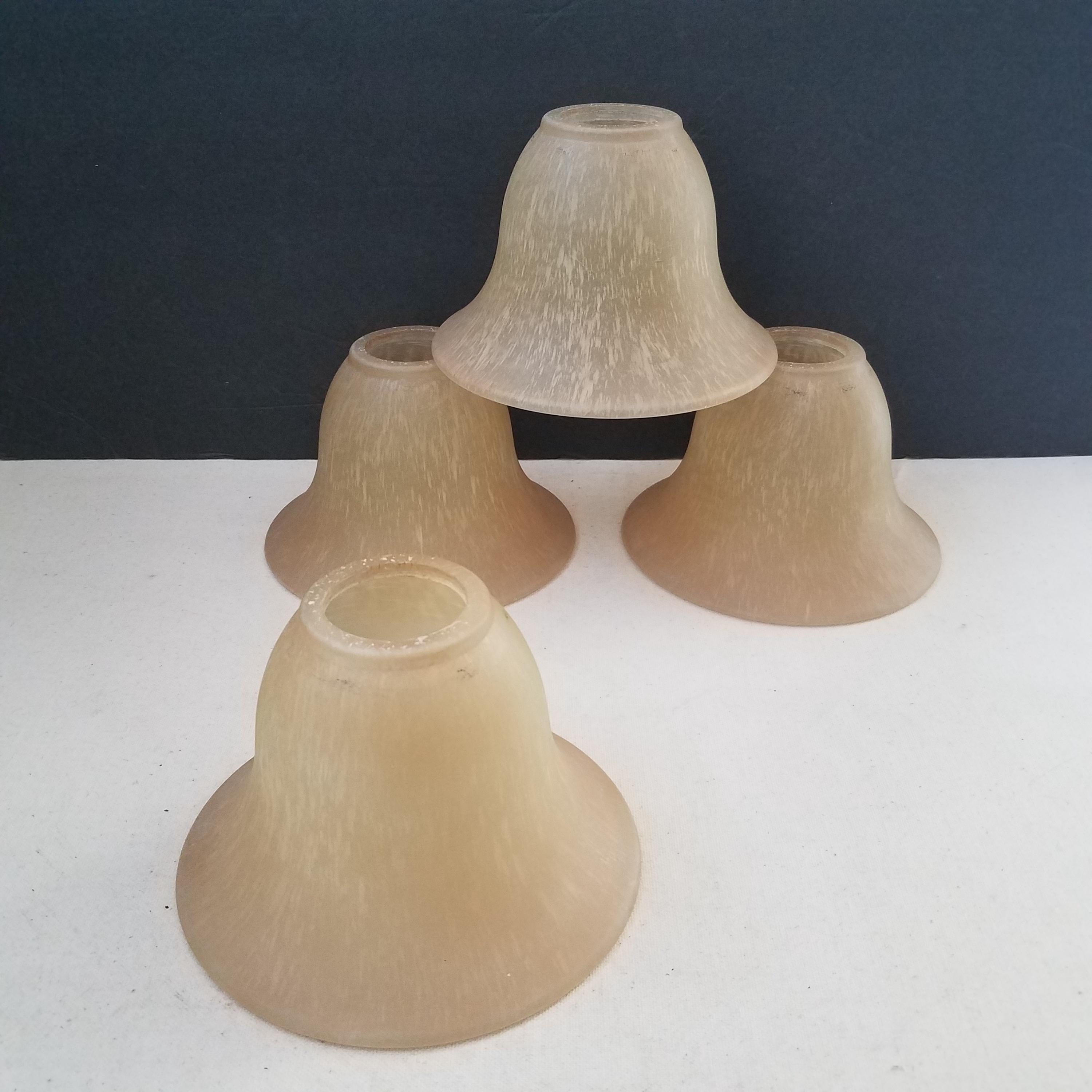 Matte Pale Amber Linen Look Glass Pendant Shades, 1 5/8 Inch Neckless ...
