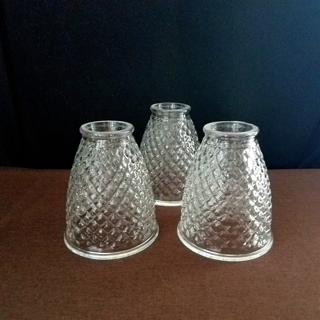 Diamond Pattern Glass Pendant Shade, 2 1/8 Inch Fitter, Clear Glass ...
