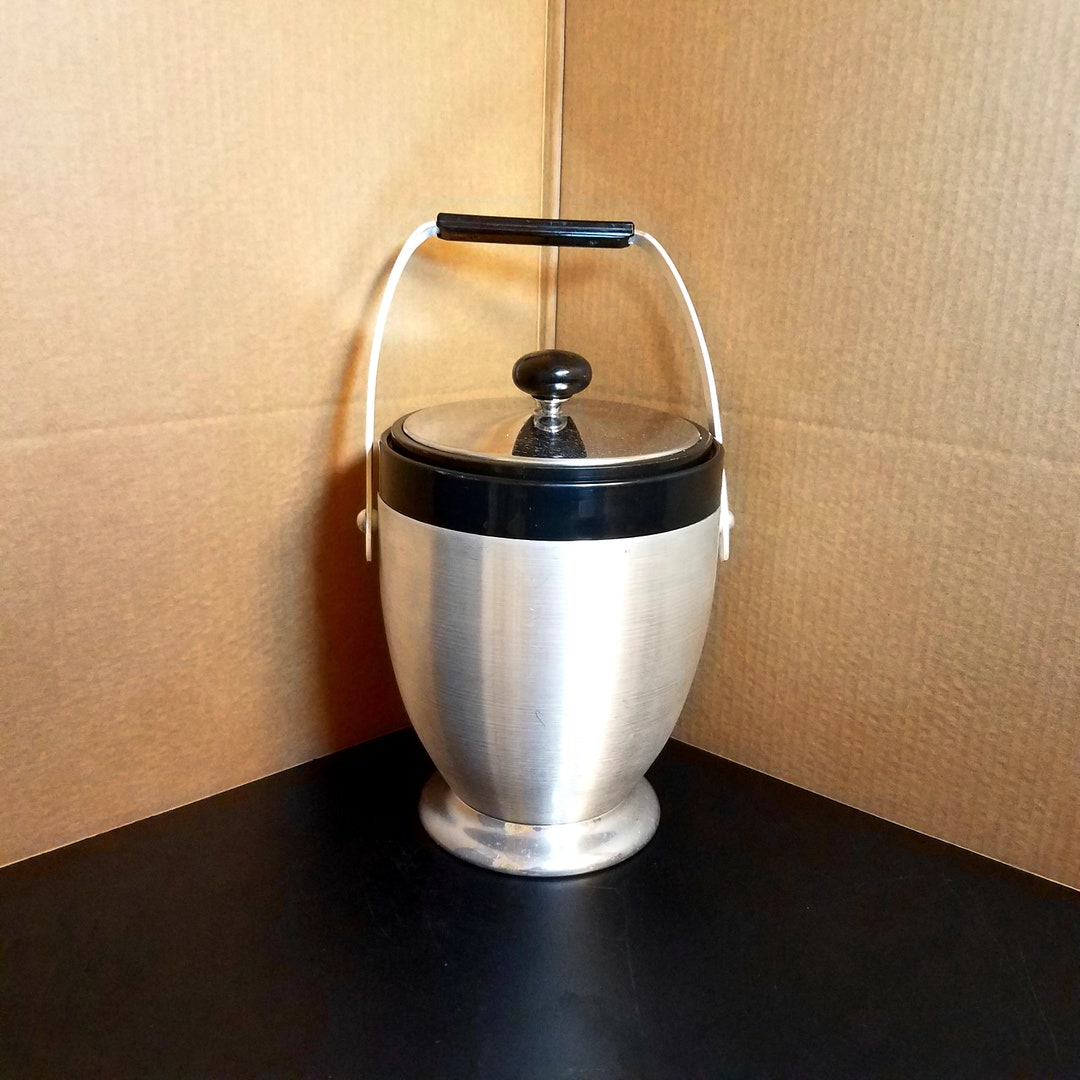 Retro Kromex Brushed Aluminum Ice Bucket, 1950's Art Deco Ice Bucket ...