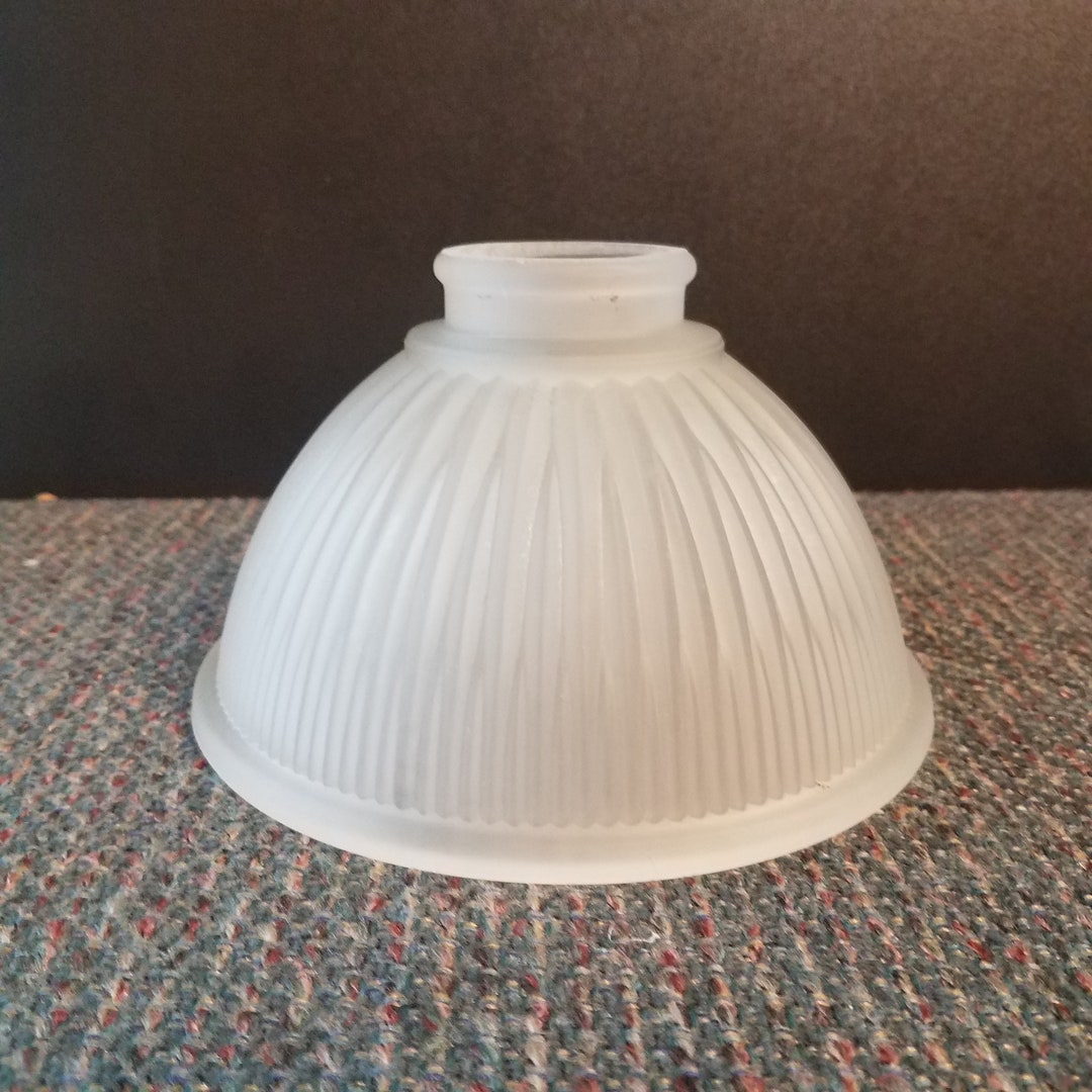 Vintage Ribbed Frosted Glass Dome Pendant Shade, 2 3/16 Inch Fitter ...
