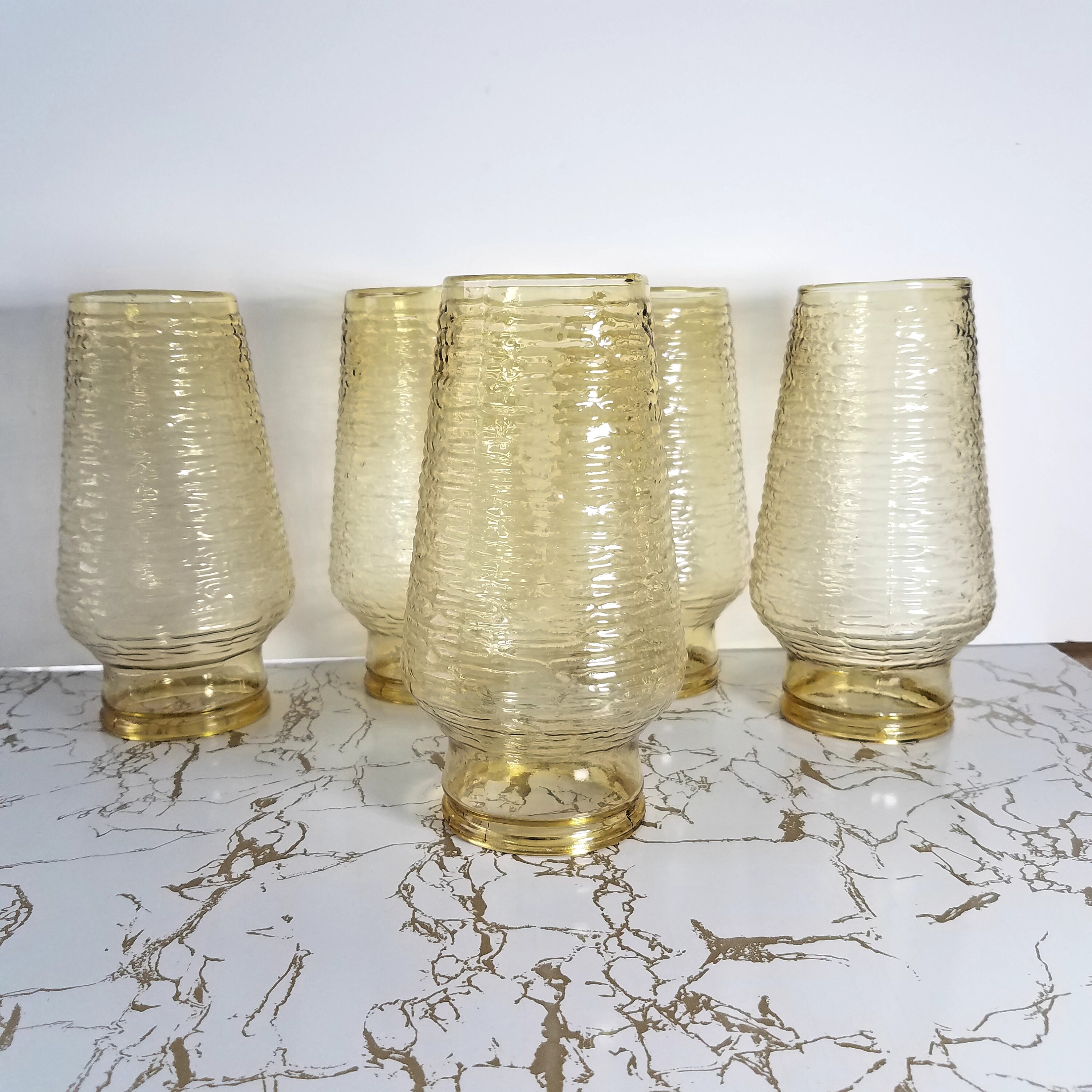 Retro 70's Textured Amber/gold Glass Pendant Shades 2.75 - Etsy