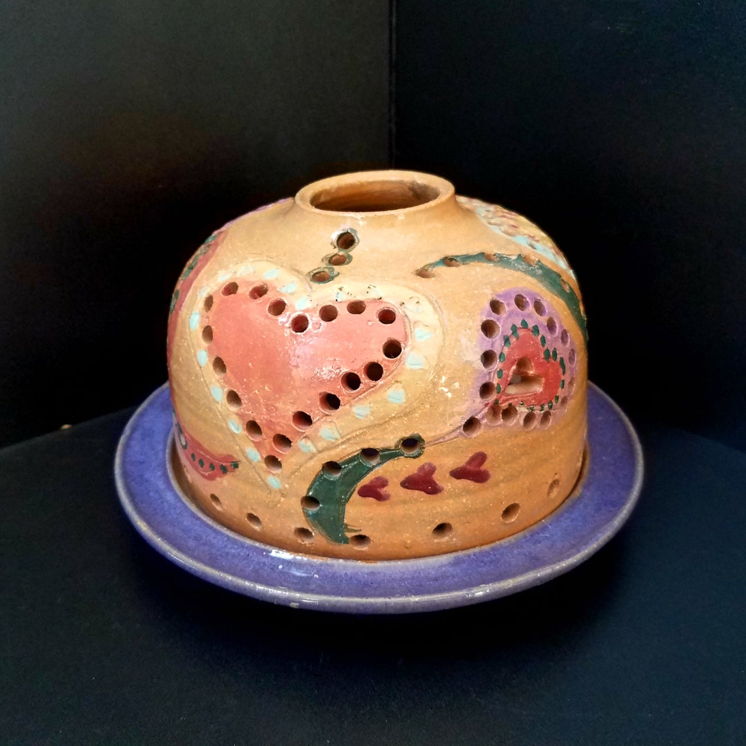 Wonderous Hand Thrown Red Clay Candle Luminary With Plate, Absolutely ...