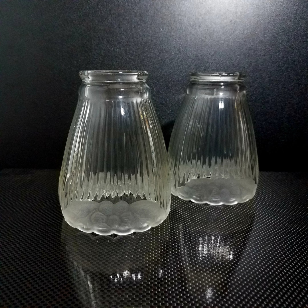 Clear and Frosted Ribbed and Floral Glass Pendant Shades, 2 1/8 Inch ...