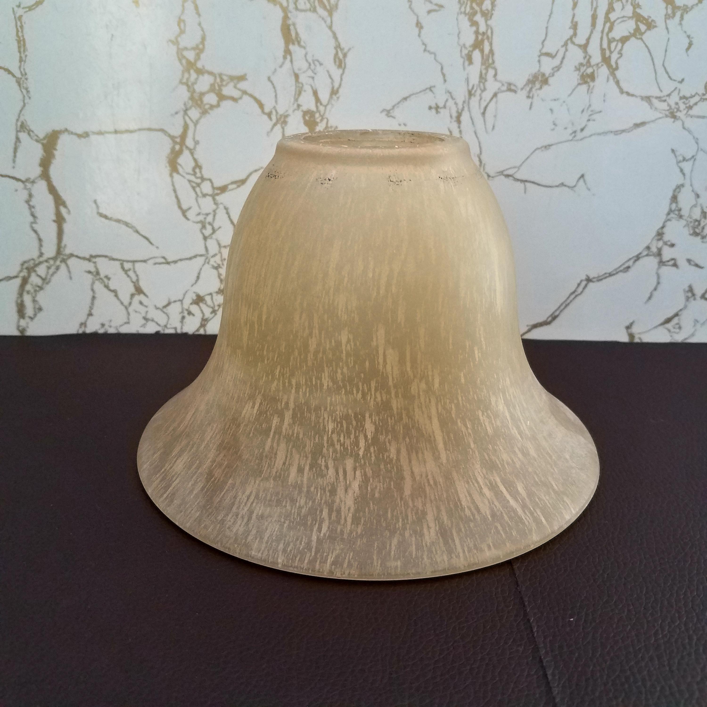 Matte Pale Amber Linen Look Glass Pendant Shades, 1 5/8 Inch Neckless ...