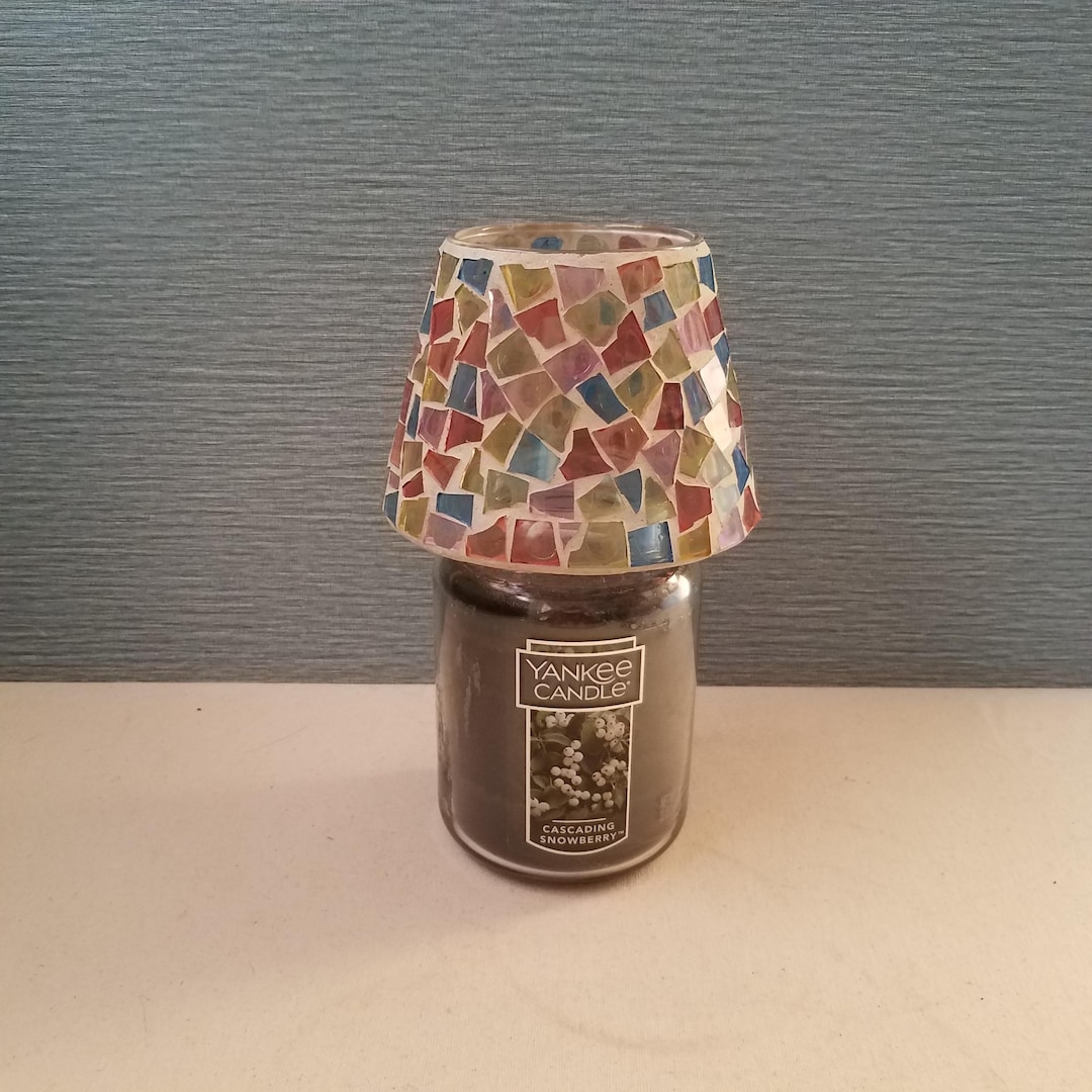 Stained Glass Candle Shade, Rainbow Multi Colored Mosaic Jar Candle ...