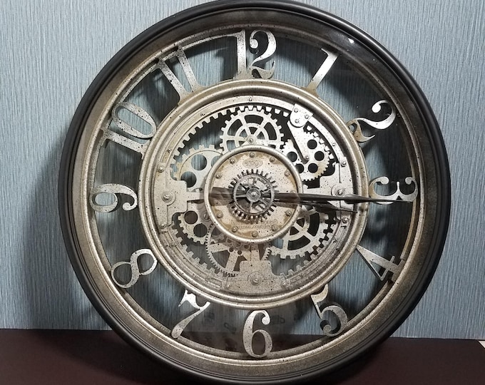 Oversized Steampunk Gears Wall Clock With Moving Gear, 20 Inch ...