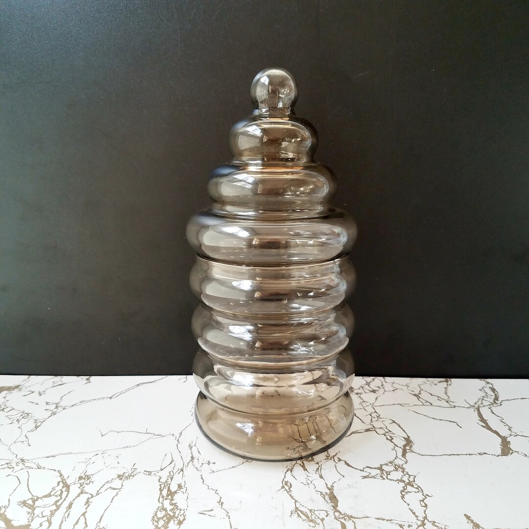 Vintage 8 Inch Holmegaard Primula Smokey Glass Apothecary Jar, Jacob ...