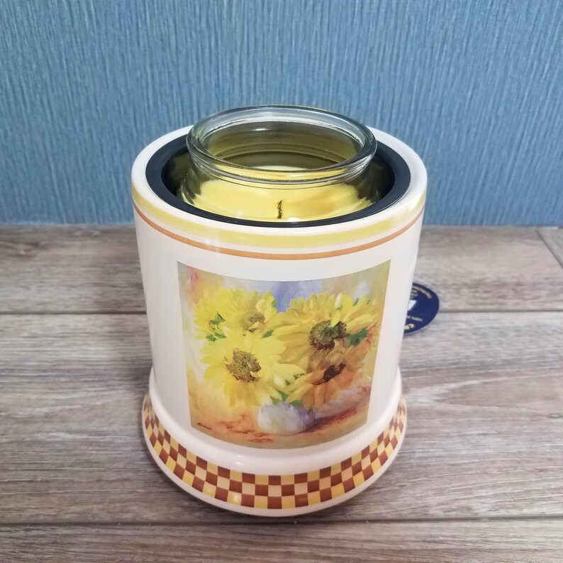 Large Jar Candle Crock, Sunflowers, NEW, Crazy Mountain Candle Crock ...