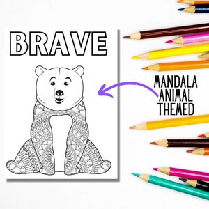 Character Trait Coloring Pages Mandala Animal Theme Mindful | Etsy