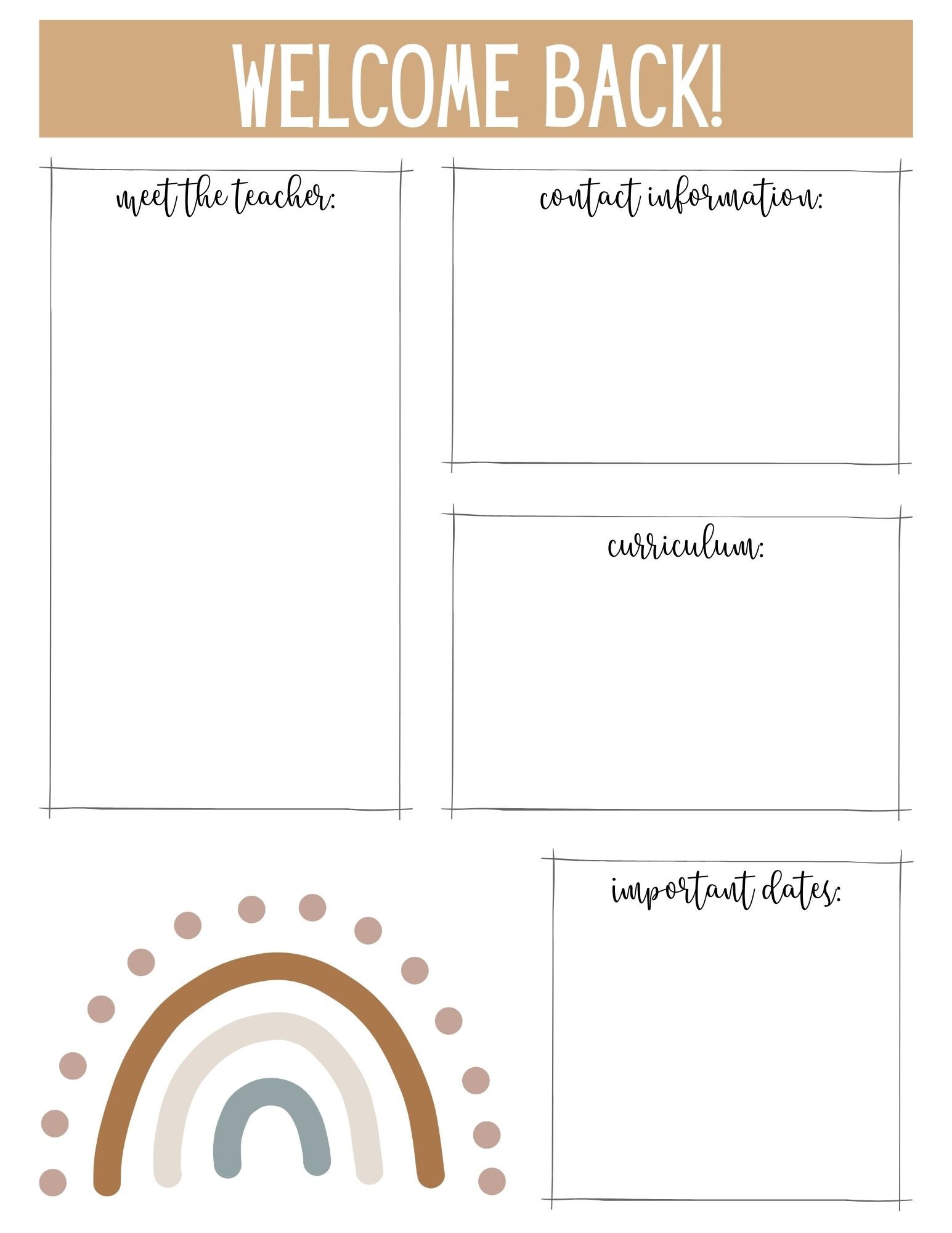 Boho Rainbow Meet the Teacher Newsletter Templates (canva Templates) - Etsy