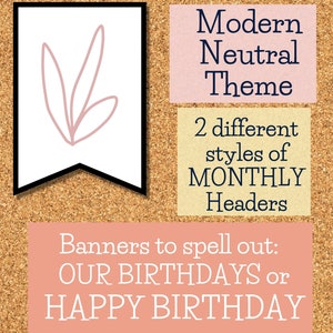 Boho Classroom Birthday Banner, Neutral Decor (PDF) - Etsy