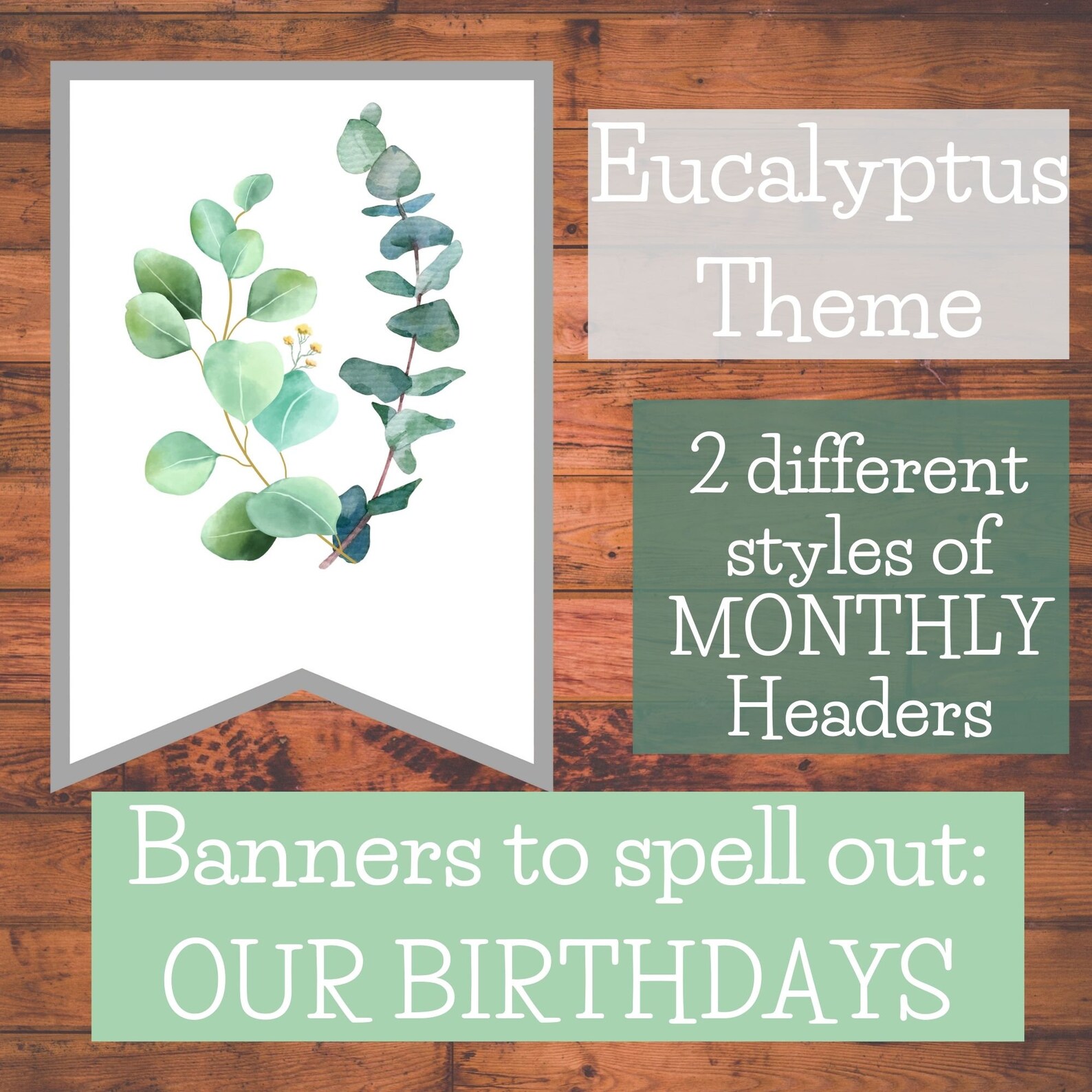 Eucalyptus Birthday Wall Banner, Calming Classroom Decor (PDF) - Etsy