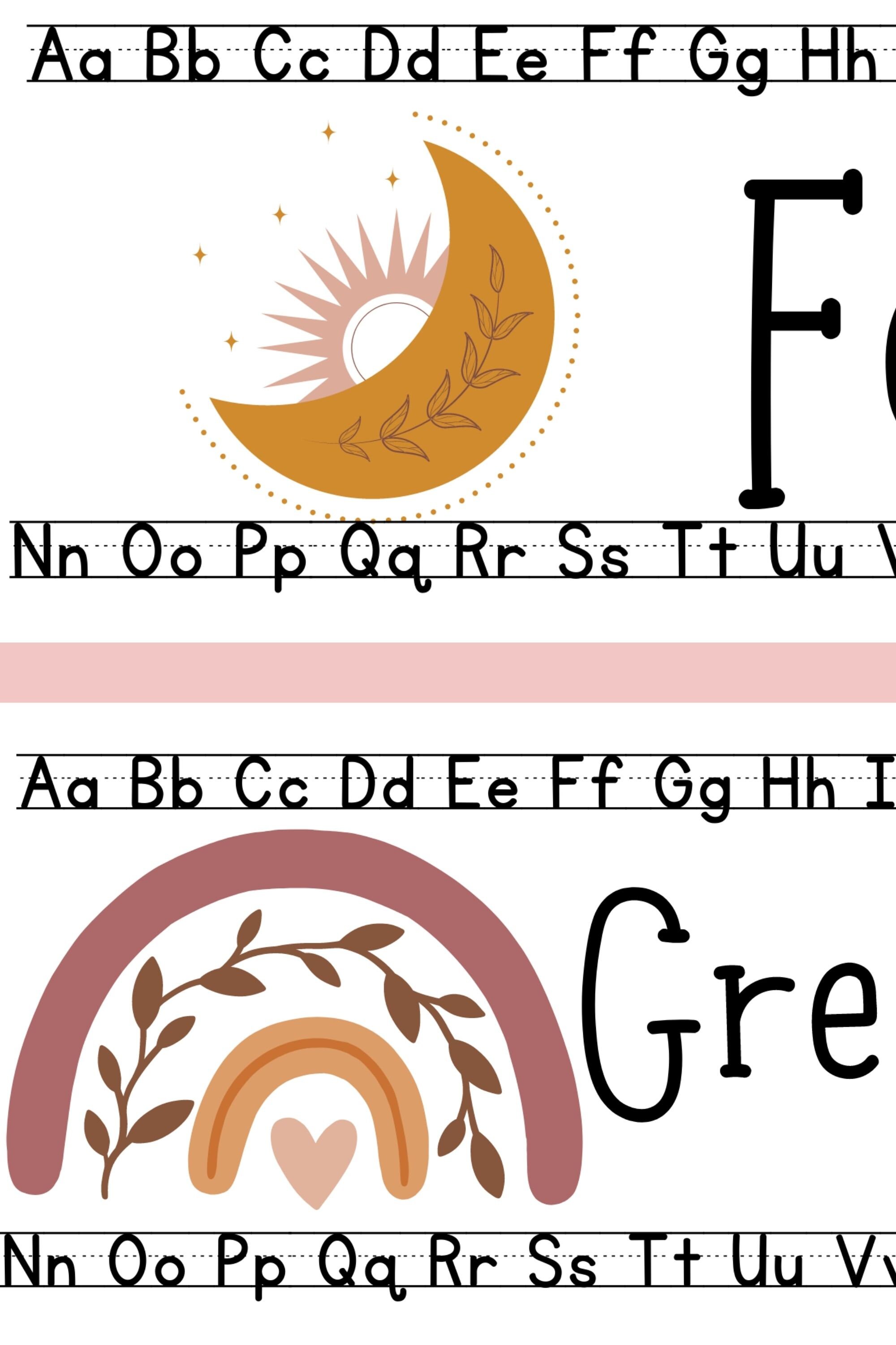 Boho Neutral Student Nametags Alphabet Desk Plate Classroom - Etsy