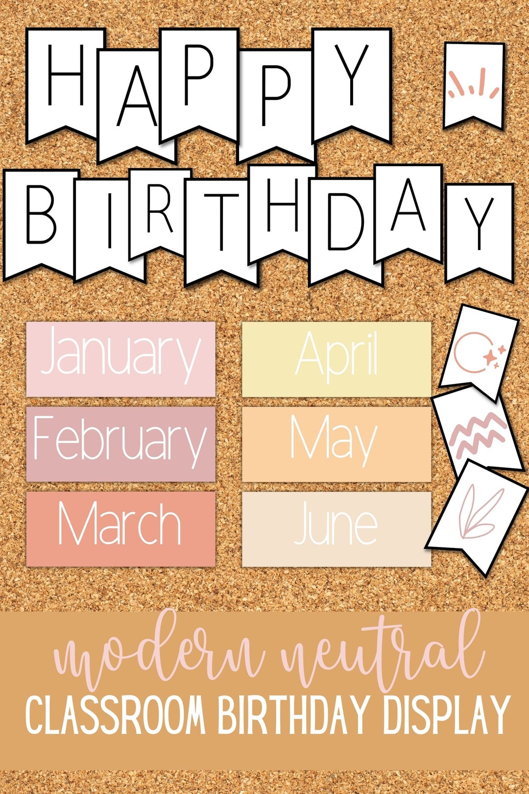 Modern Neutral Birthday Wall Classroom Decor, Birthday Banner, Birthday ...