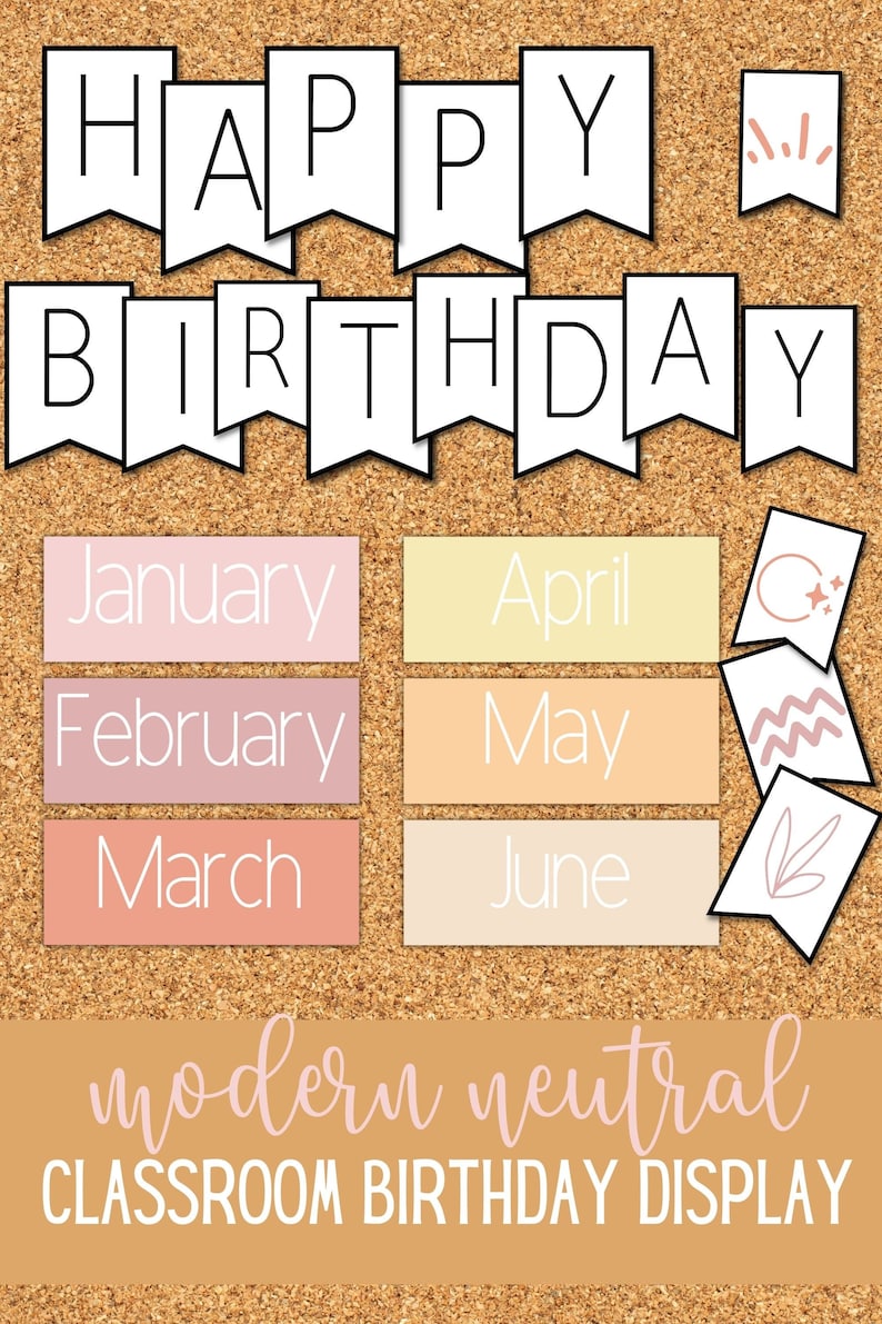 Boho Theme Birthday Wall Classroom Decor, Birthday Banner, Birthday ...