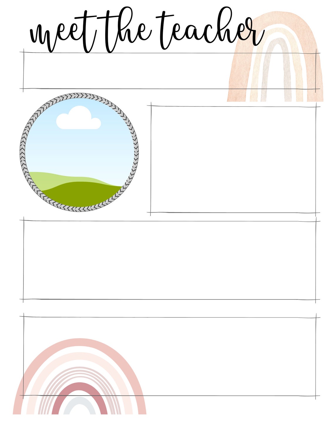 Boho Rainbow Meet the Teacher Newsletter Templates (canva Templates) - Etsy