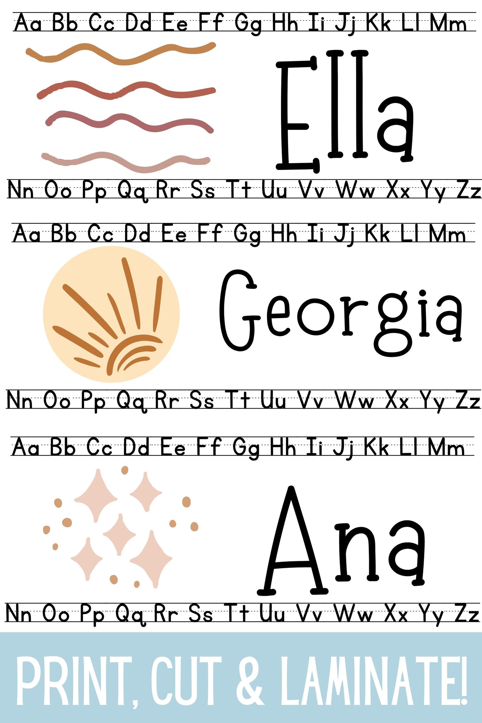 Boho Neutral Student Nametags Alphabet Desk Plate Classroom - Etsy