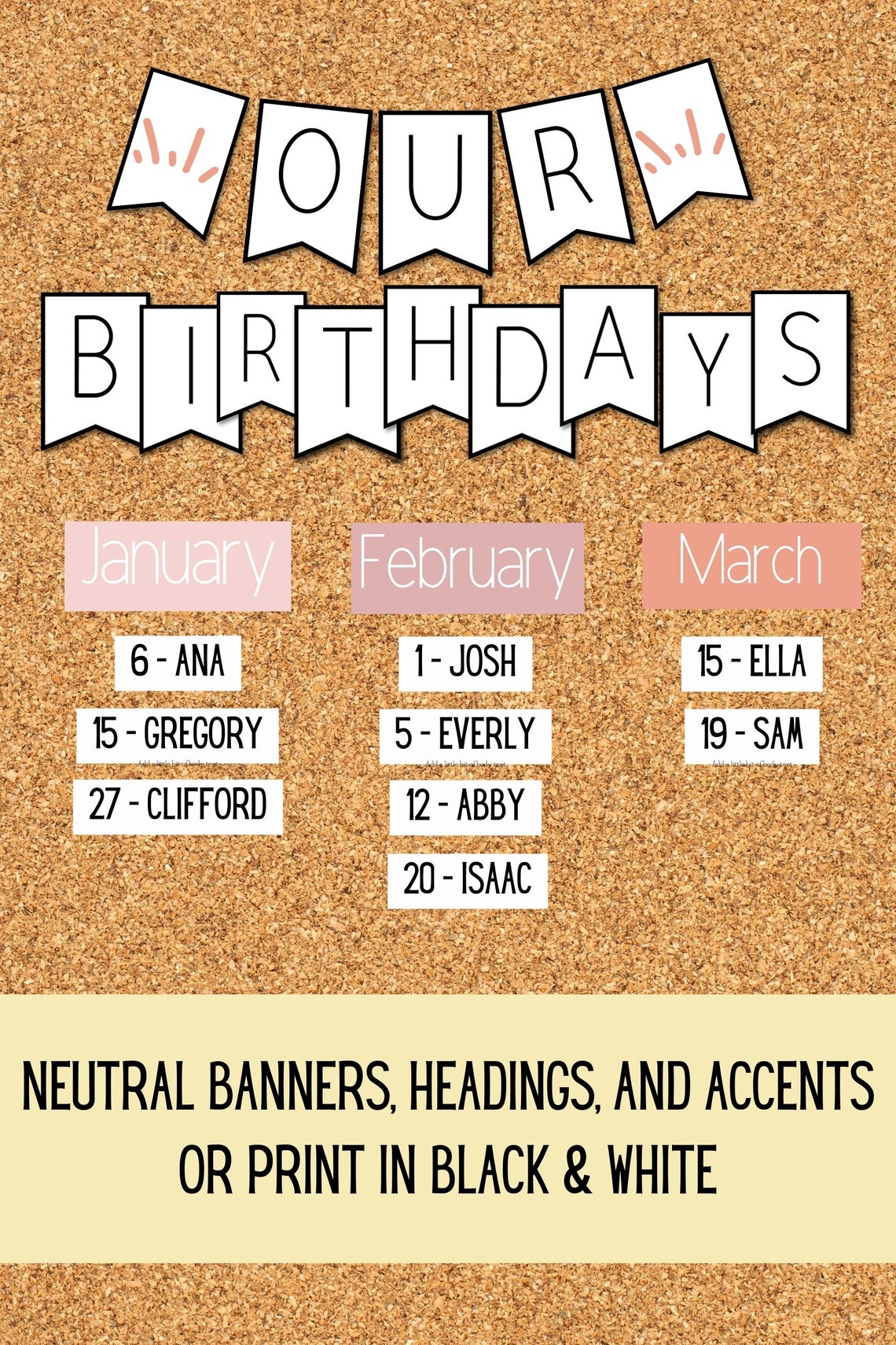Modern Neutral Birthday Wall Classroom Decor, Birthday Banner, Birthday ...