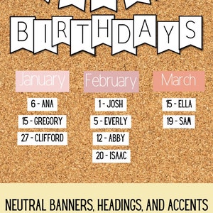 Modern Neutral Birthday Wall Classroom Decor, Birthday Banner, Birthday ...
