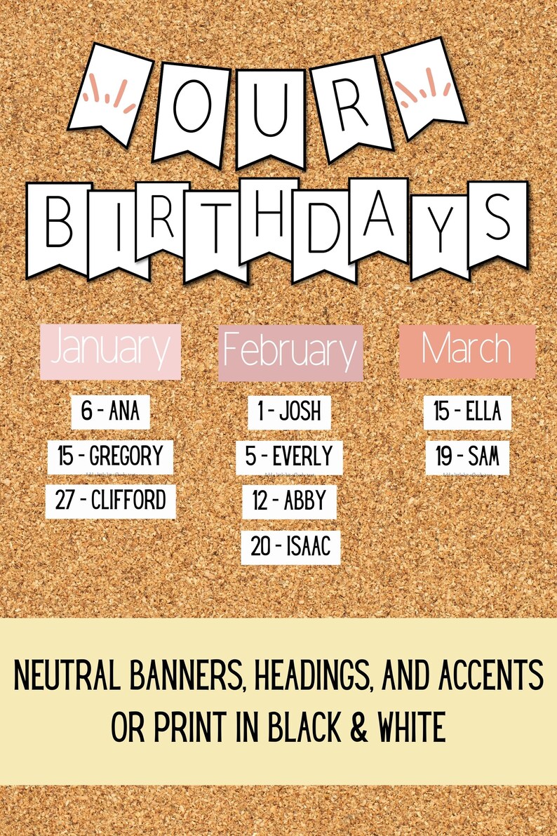 Modern Neutral Birthday Wall Classroom Decor, Birthday Banner, Birthday ...