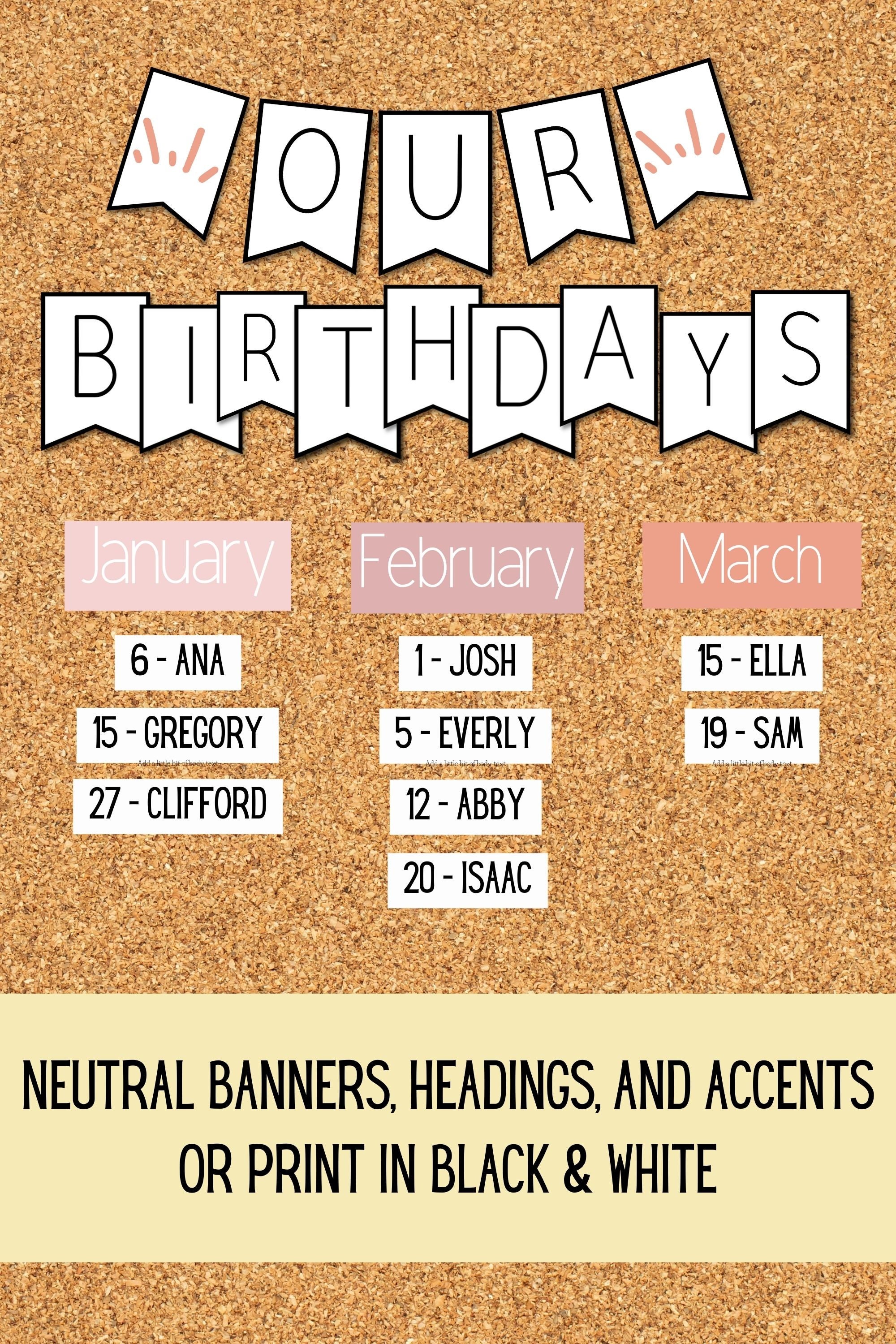 Modern Neutral Birthday Wall Classroom Decor, Birthday Banner, Birthday ...