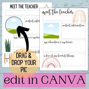 Meet the Teacher Newsletter Templates, EDIT IN CANVA, Boho Rainbow and ...