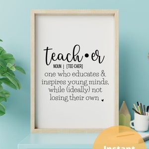 Teacher Definition Print, Dictionary Style, Educator Gift (digital ...